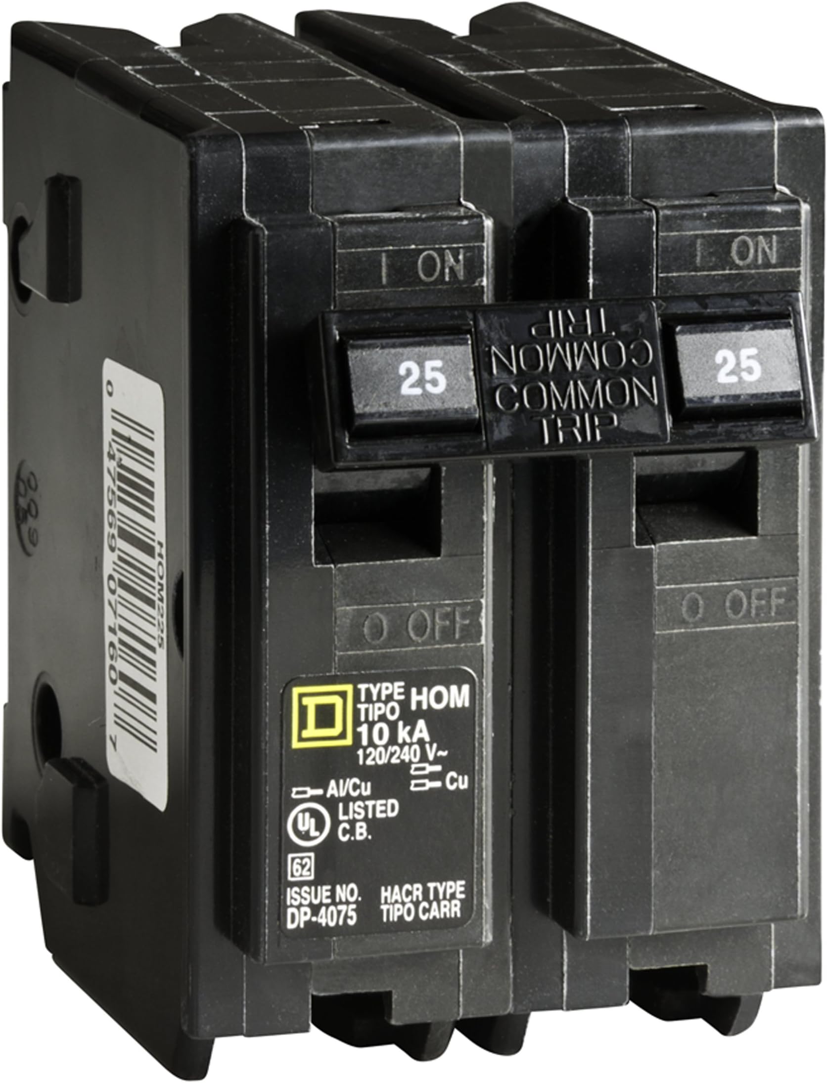 Amazon.com: Square D QO225 Circuit Breaker, 25A, 2P, 10Ka, 120/240Vac ...