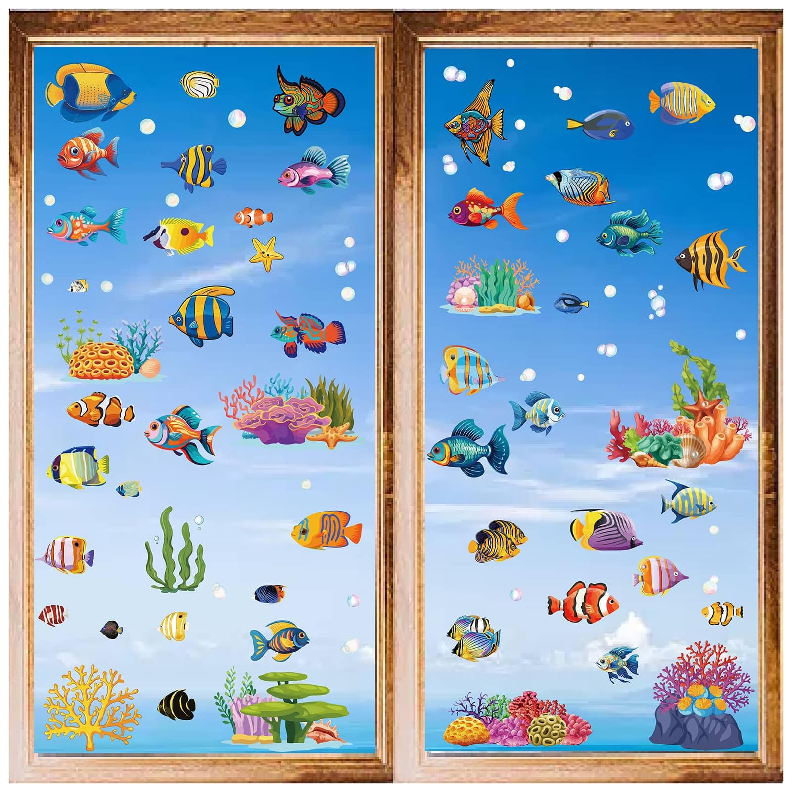 Amazon.com: CRASPIRE 8 Sheets Fish Window Stickers Tropical Fish Wall ...