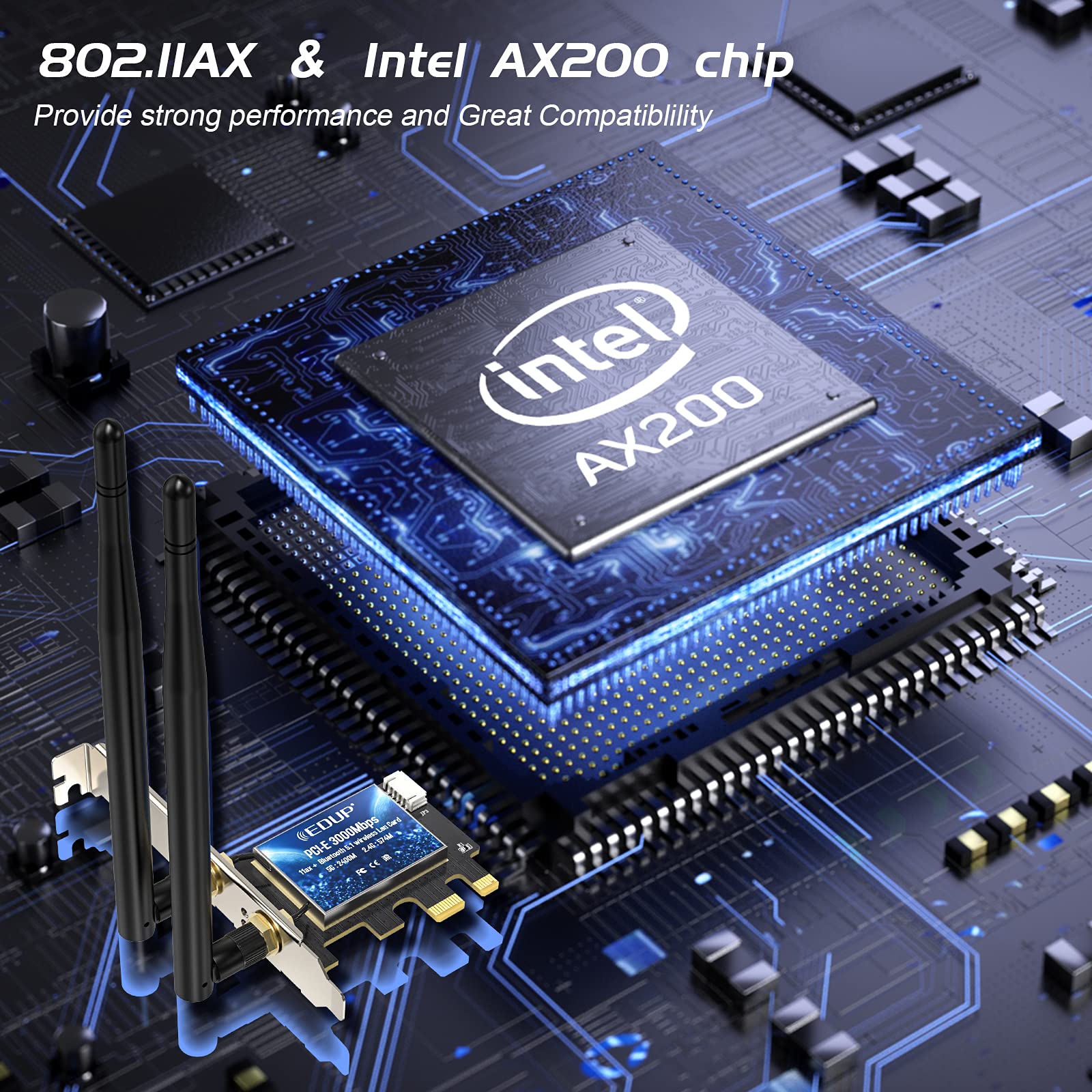 Buy PCIe WiFi 6 Card for PC with Bluetooth 5.1, 802.11AX Dual Band PCI ...
