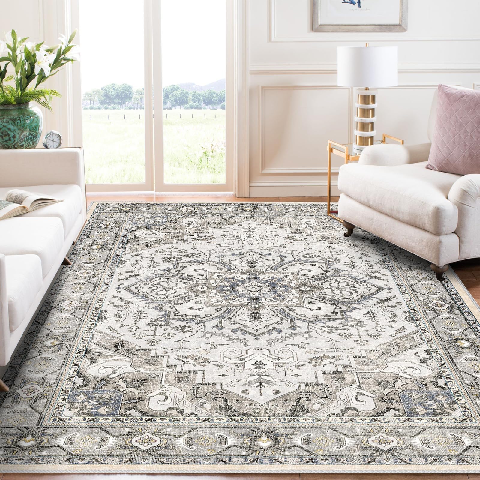 Amazon.com: FairOnly Washable Area Rugs 9x12 Large Boho Oriental Rug ...