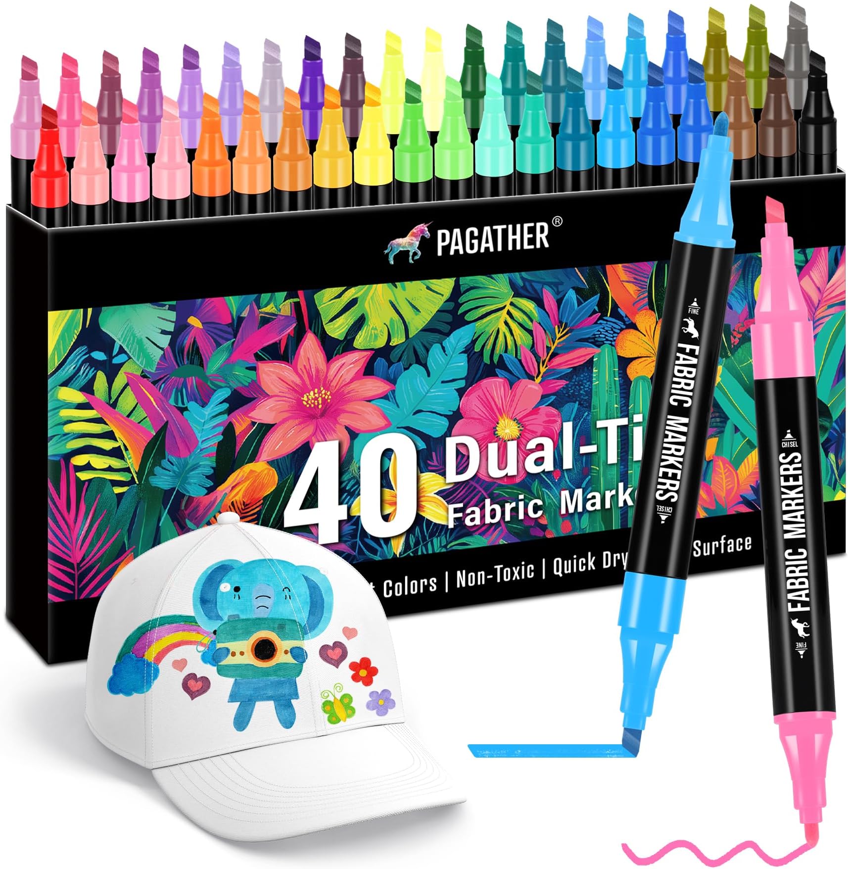 Amazon.com : Fabric Markers Permanent for Clothes, 40 Colors Dual Tip ...