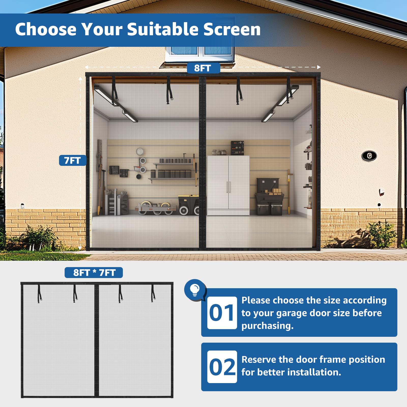Snapklik.com : Garage Door Screen 1 Car: 8x7FT Garage Screen Door ...