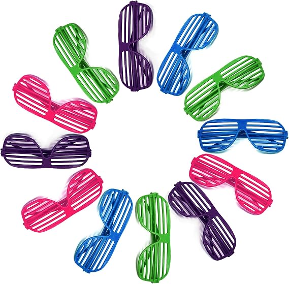 Amazon.com: Novelty Place Neon Color Shutter Glasses 80's Party Slotted ...
