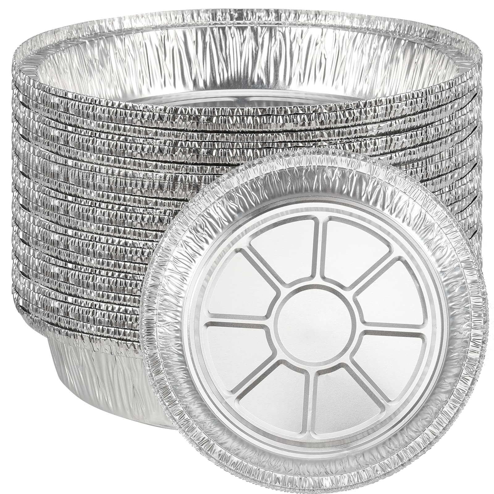 JAPCHET 30 Pack 10 Inch Round Foil Trays,25cm Baking Foil Tin Aluminum ...