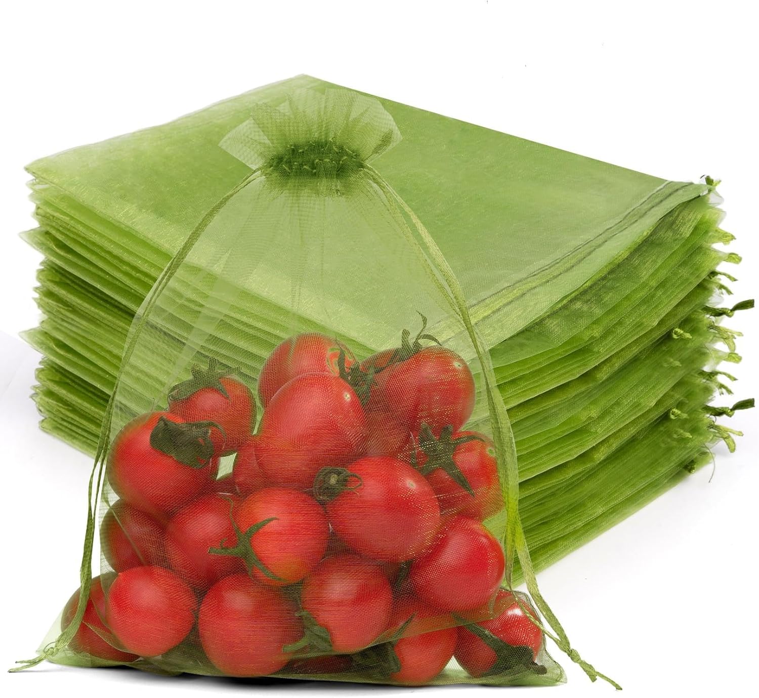 Amazon.com: Crweety 50 PCS Green Organza Bags 6x9, Small Mesh Bags ...
