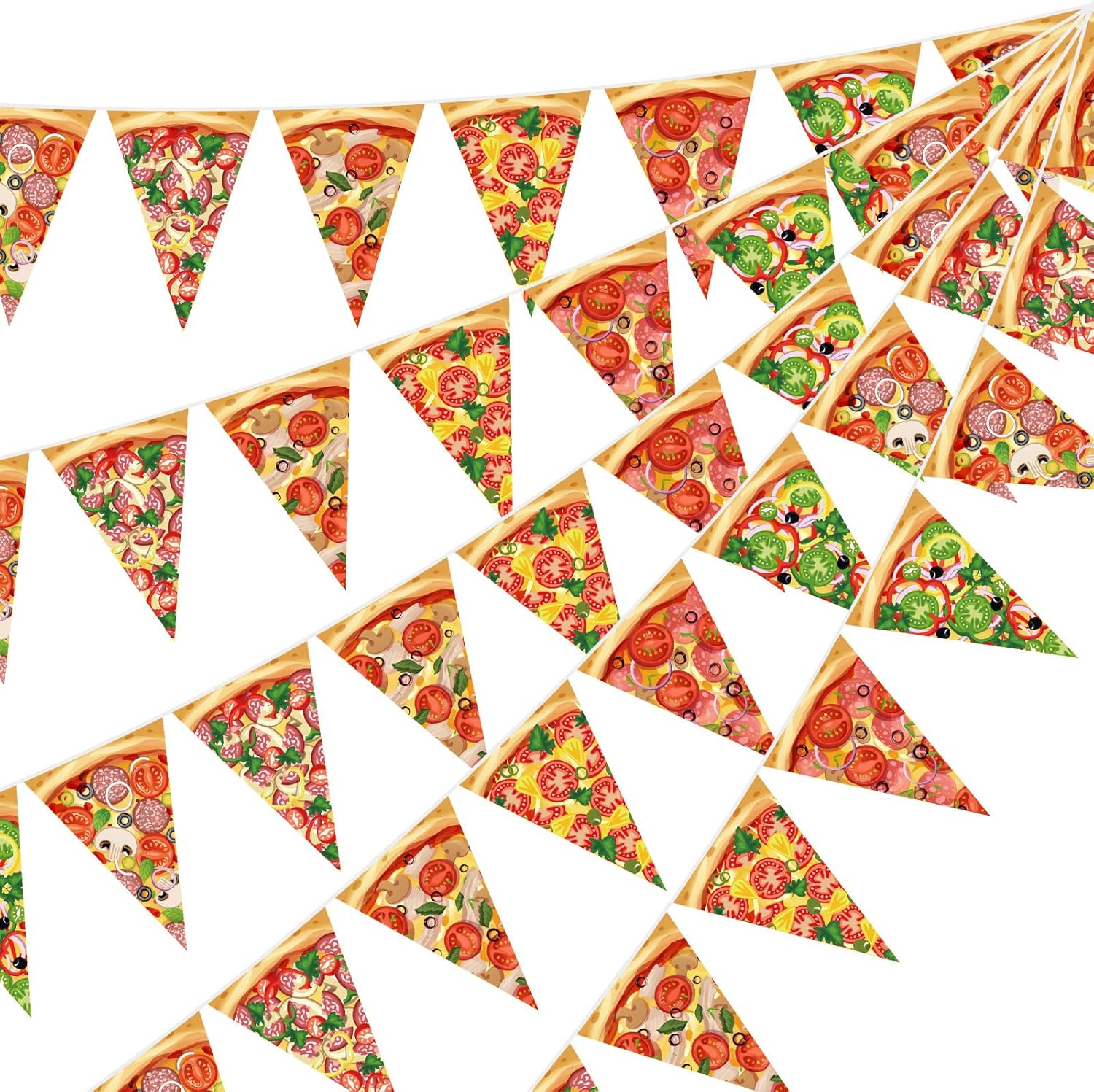 Amazon.com: HESTYA 5 Pcs 49 Ft Pizza Party Decorations Pennant Banner ...
