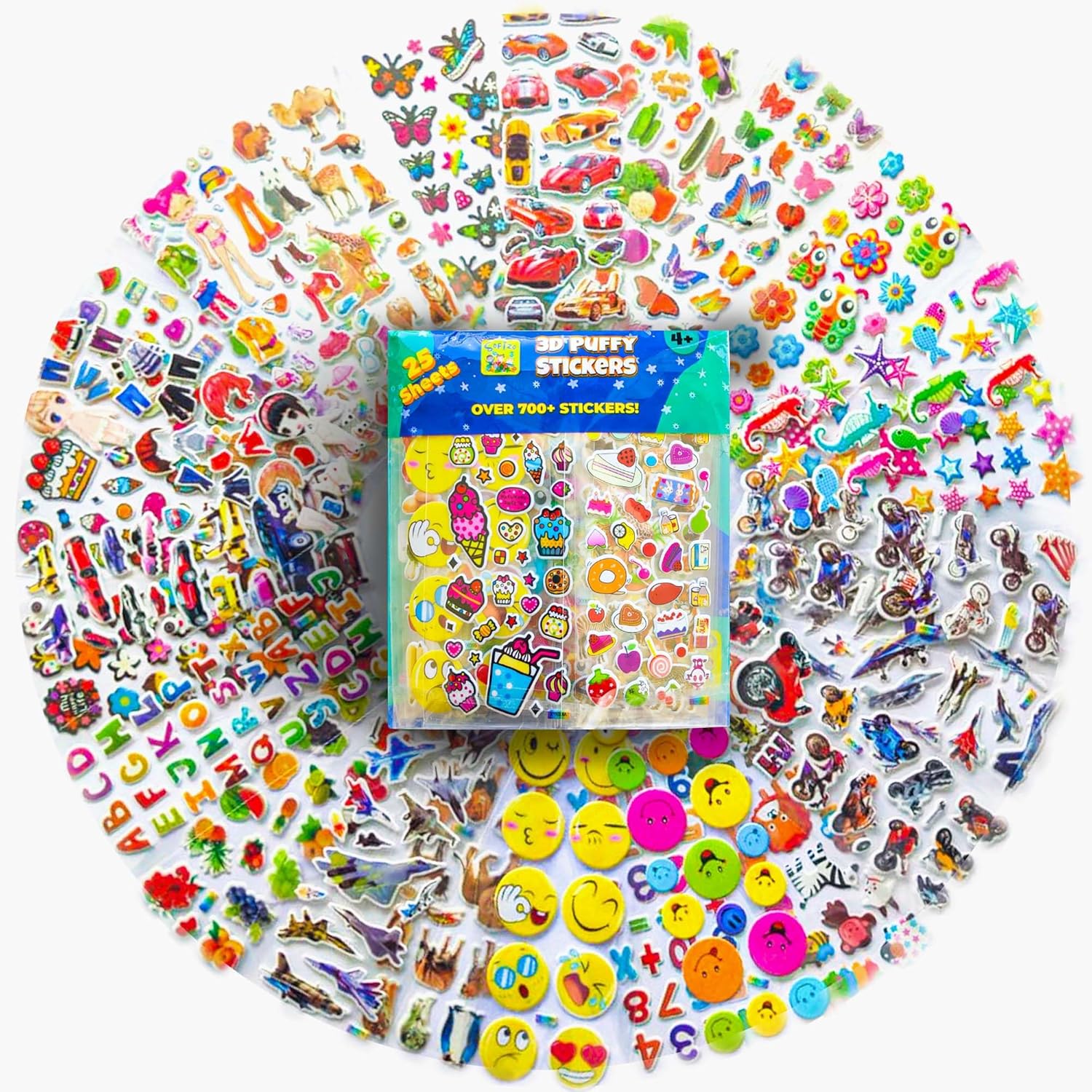 3D Stickers for Children - 25 Puffy Sheets with 700+ Kids Stickers ...