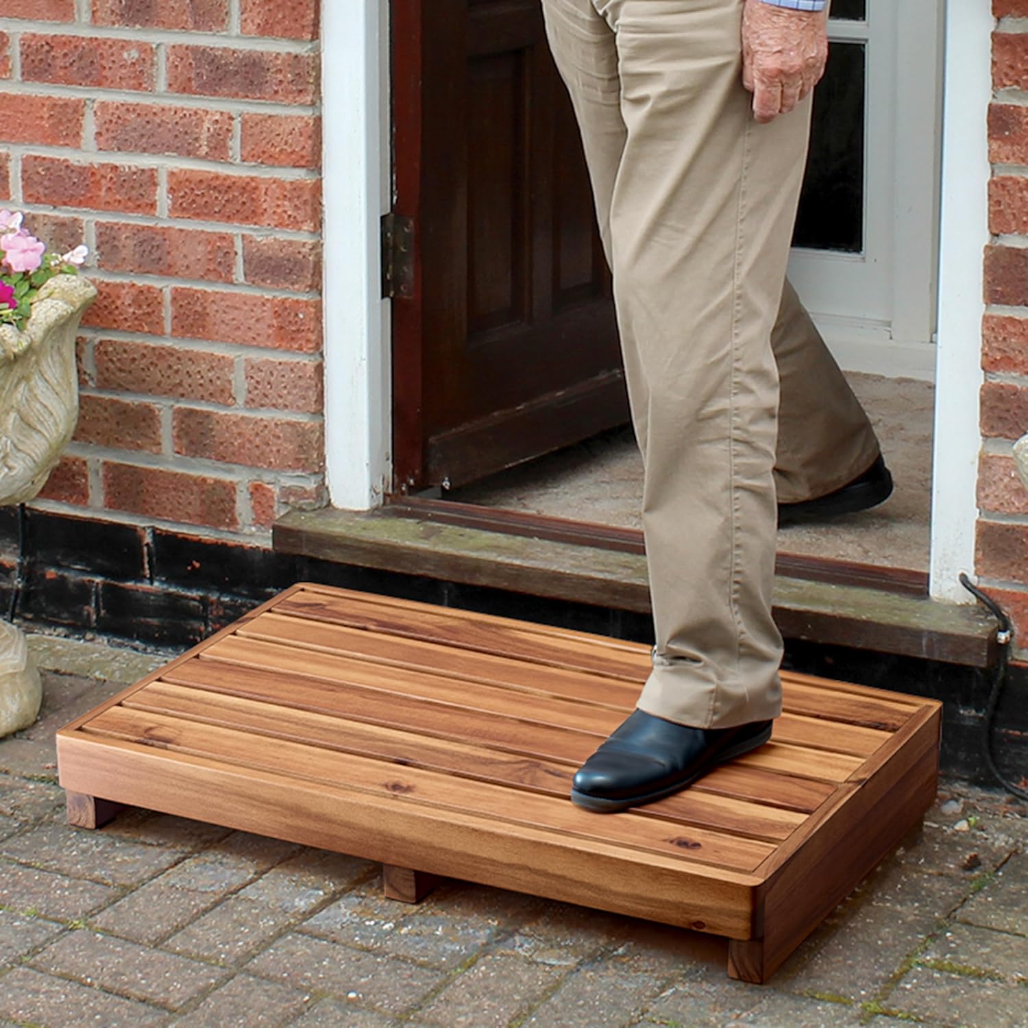 Amazon.com: TINAMO 3 1/2" One Step Stool for Elderly - Acacia Wood High ...