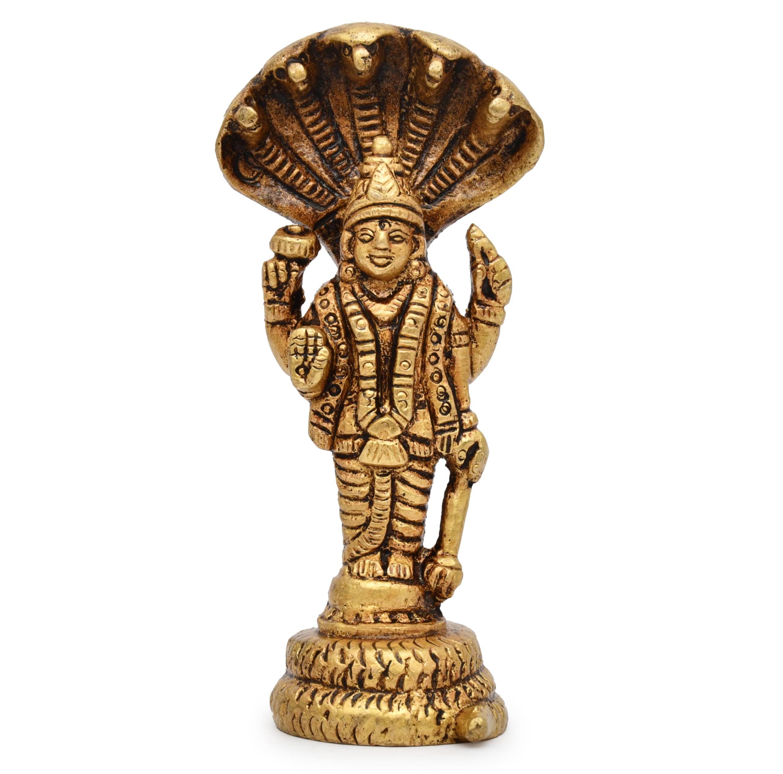 Buy AargKraft™ Brass Lord Vishnu Standing on Sheshnag Lord Vishnu with ...