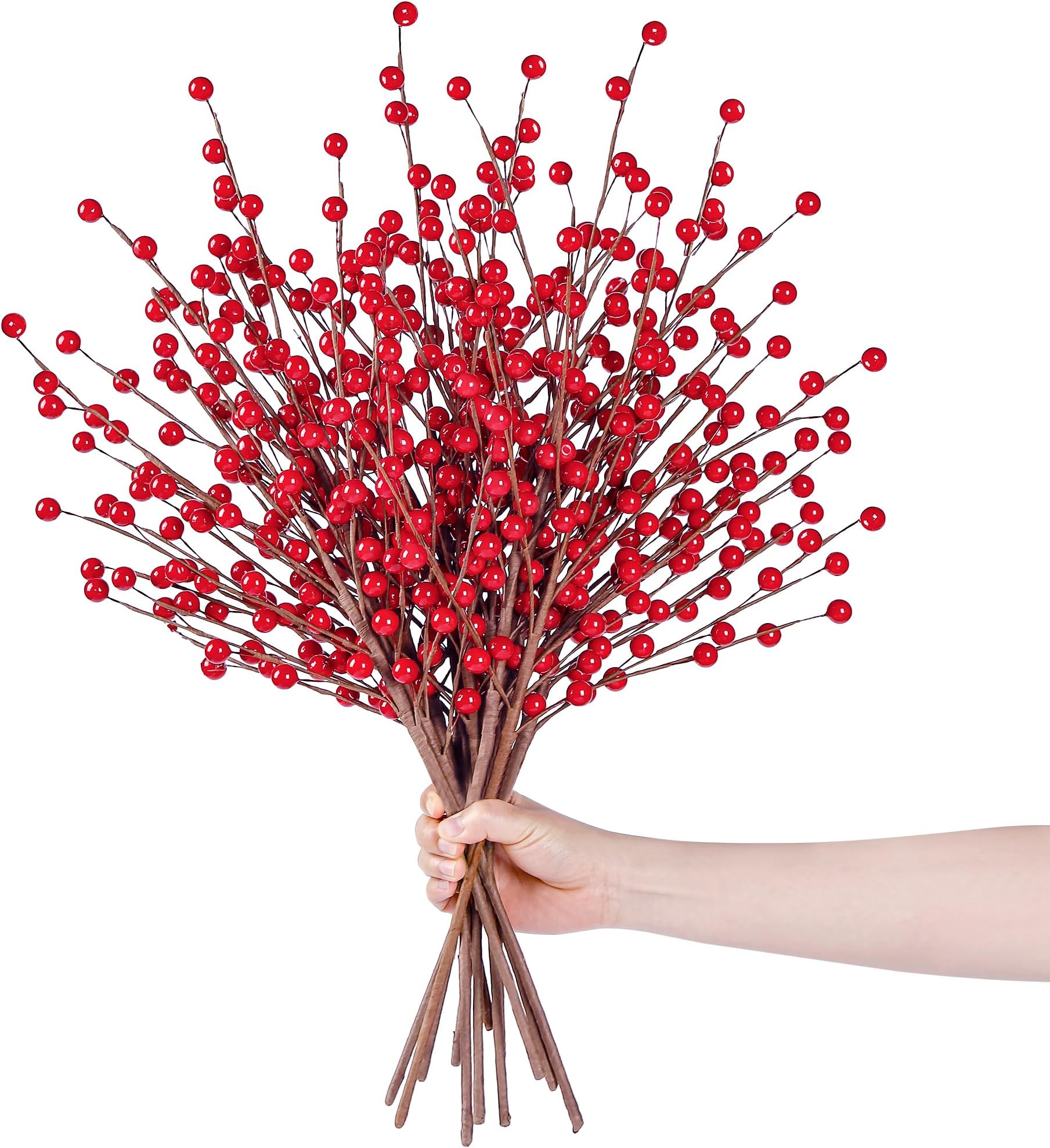 Amazon.com: Crafare 30 Pack Artificial Red Berry Stems, Burgundy Red ...
