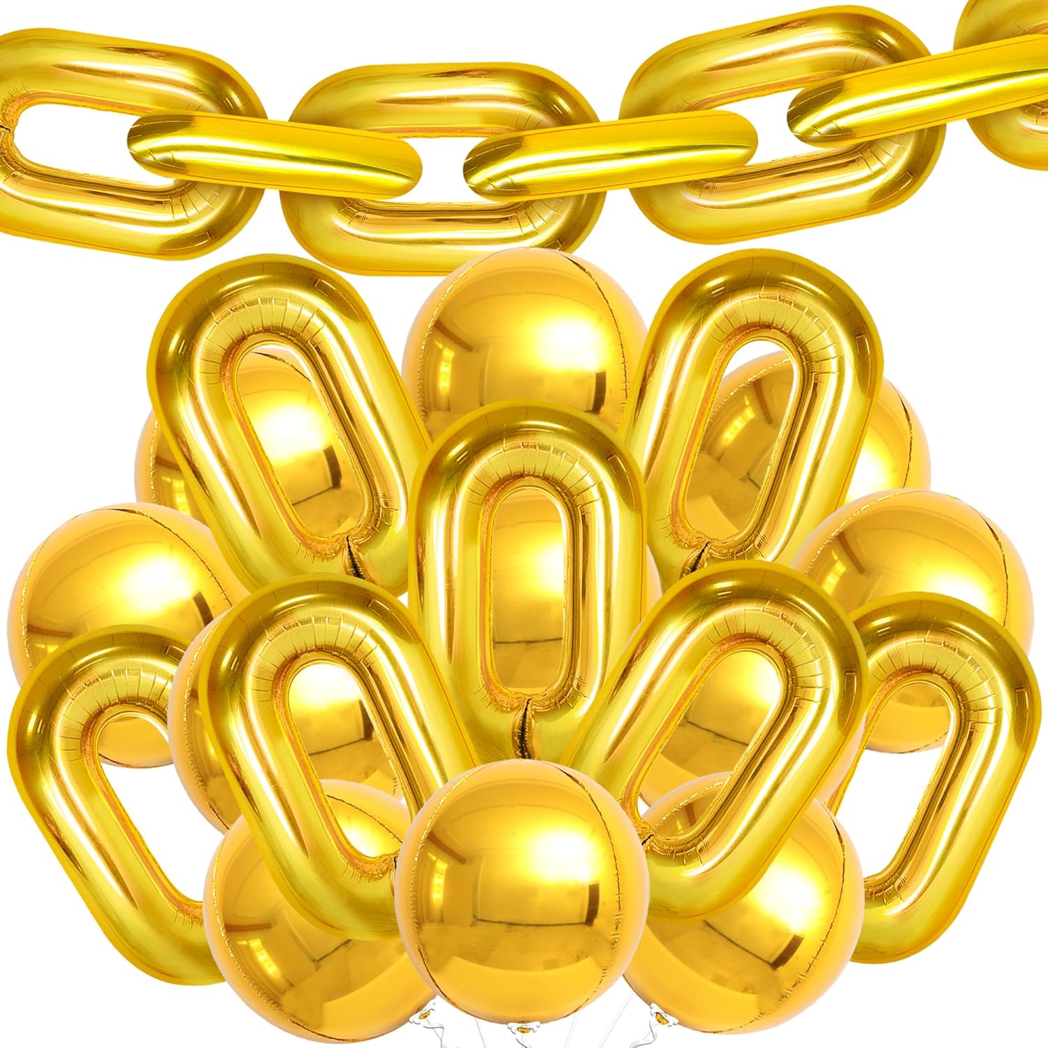 Amazon.com: Big Gold Foil Balloon - 22 Inch, Pack of 12 with Gold Chain ...