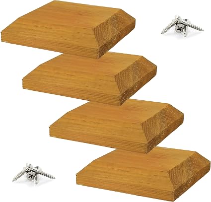 IRONTITE® 4 Pack Wooden Fence Post Caps 4x4, Newel Post Cap Fence ...