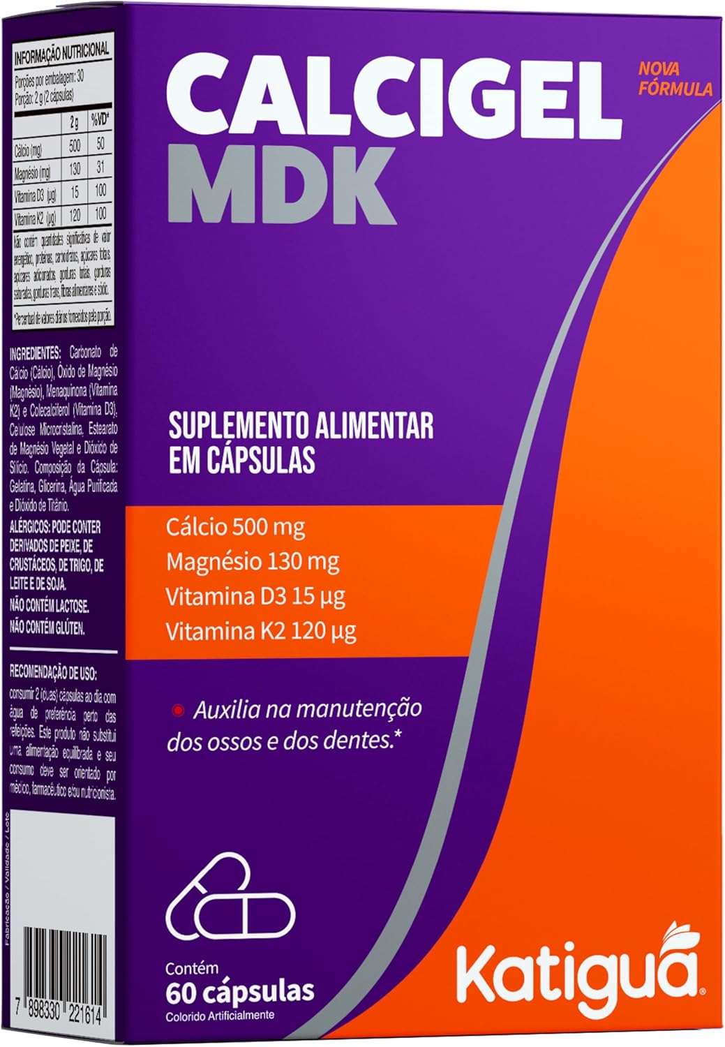 KATIGUÁ Calcigel Mdk Com Cálcio Magnésio & Vitamina D3 E K2 Sem Sabor ...