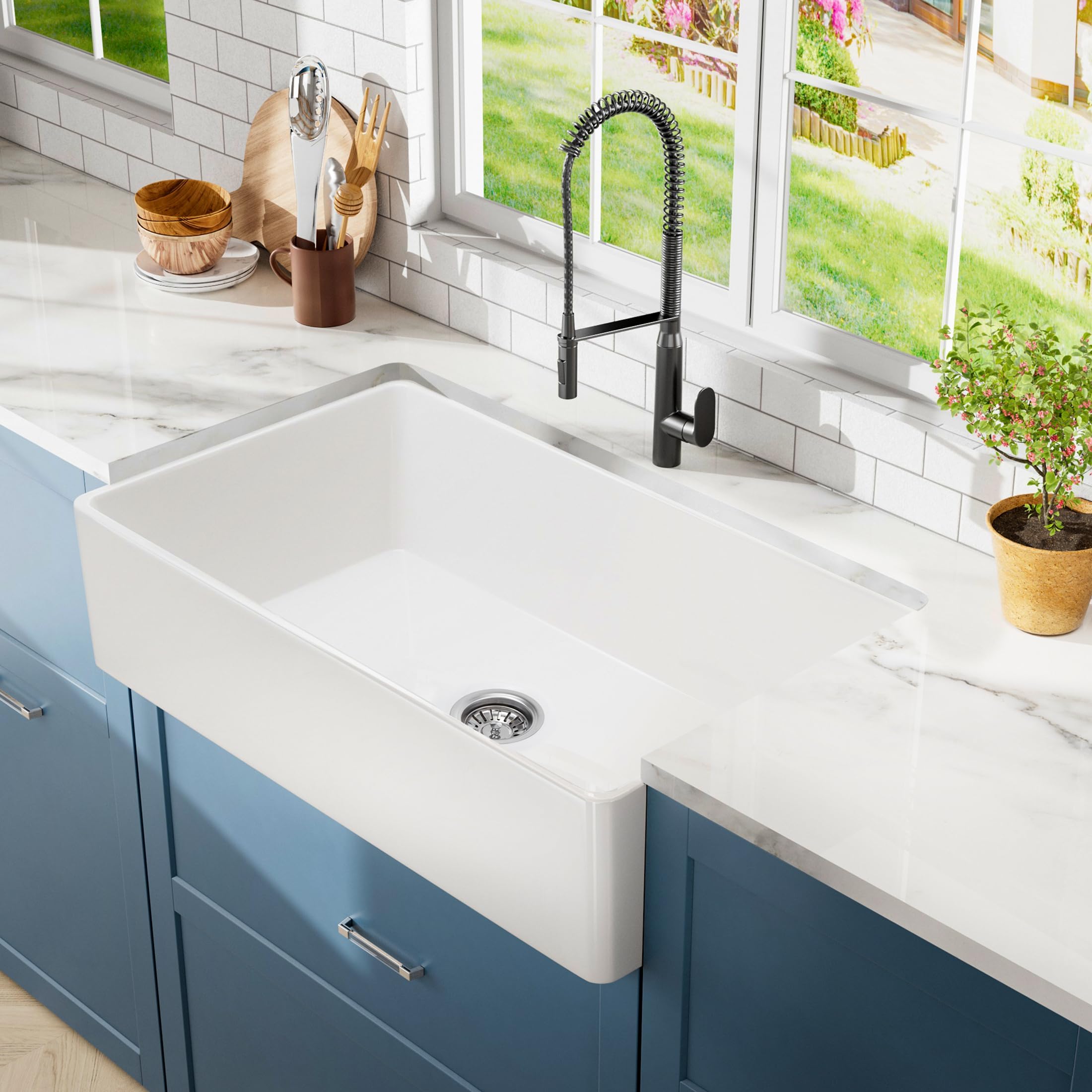 33 White Farm Sink Double Bowl - Donsdey 33×20 Apron Front Farmhouse ...