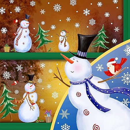 Amazon.com: Double-Sided Christmas Window Clings, Window Decorations ...