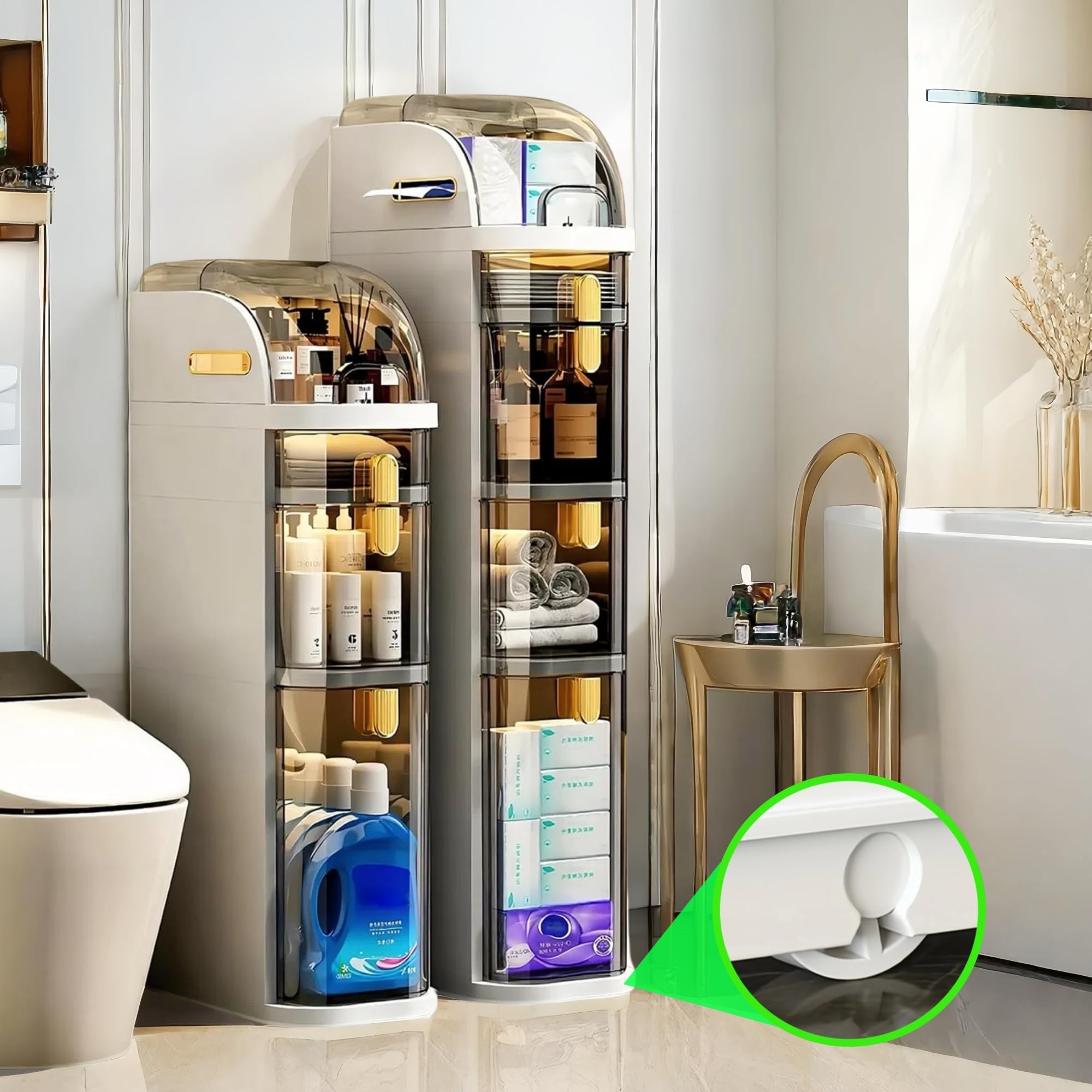 Amazon.com: 3-Tier Slim Bathroom Storage Cabinet, Waterproof Narrow ...