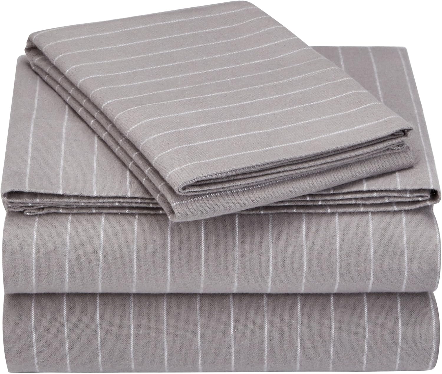 Amazon.com: Amazon Brand – Pinzon 160-Gram Pinstripe Flannel Cotton Bed ...