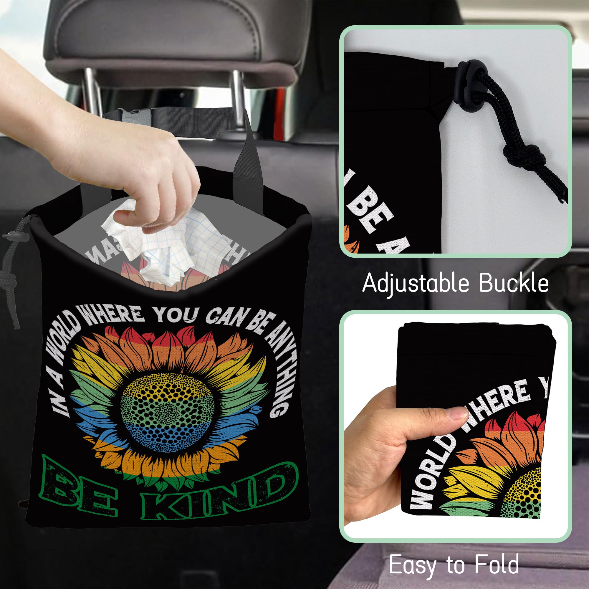 Drawstring Car Trash Can META Wall Hanging Garbage Bag Tissue Roll ...