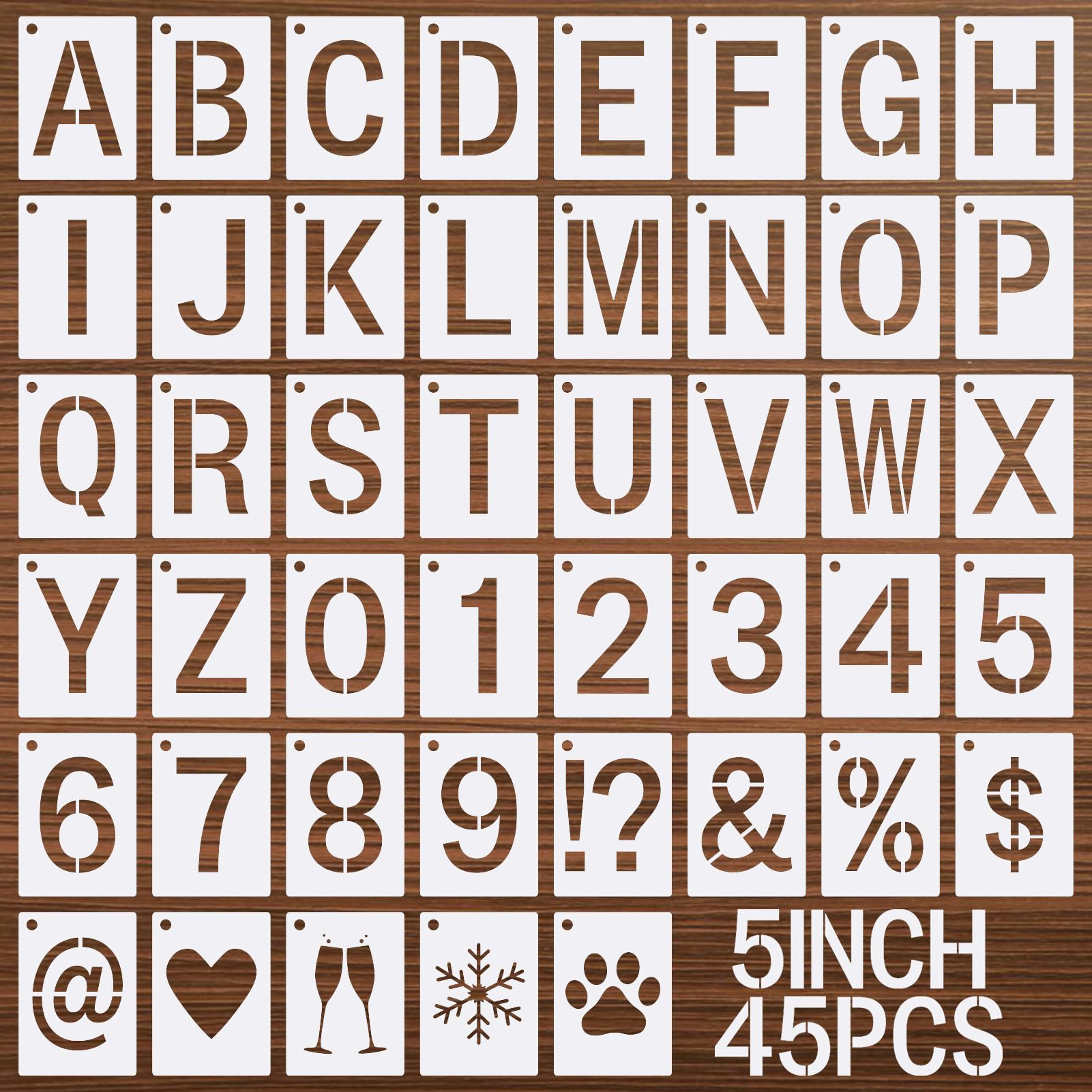 Snapklik.com : 5 Inch Letter Stencils And Numbers, 45 Pcs Plastic ...