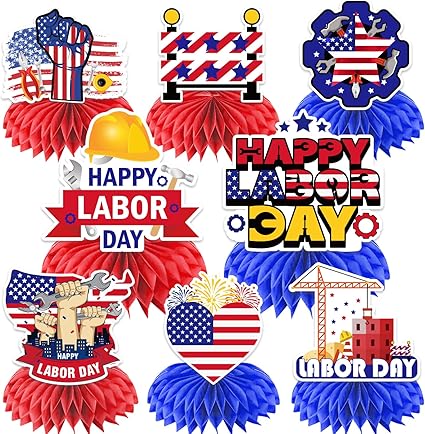Amazon.com: Labor Day Decorations, 8pcs Labor Party Honeycomb ...