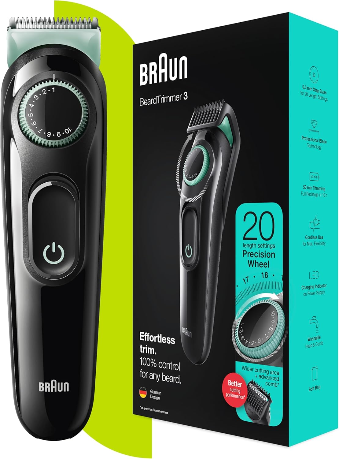 Braun Men's Beard Trimmer Series 3 Hair Clippers & Lifetime Sharp ...
