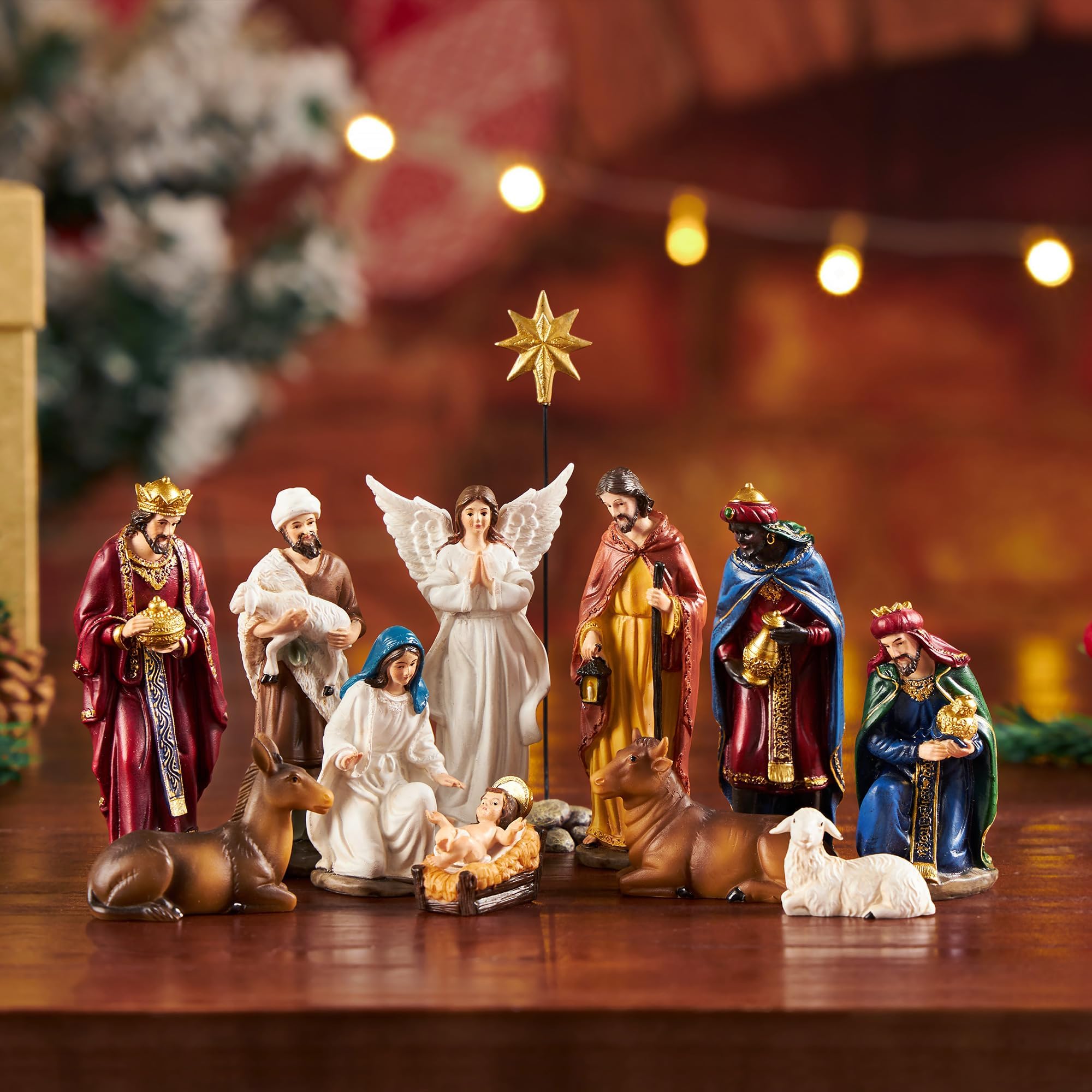 Amazon.com: Red Cream Nativity (Set 7pcs), 4 ~ 8 inches H : Home & Kitchen