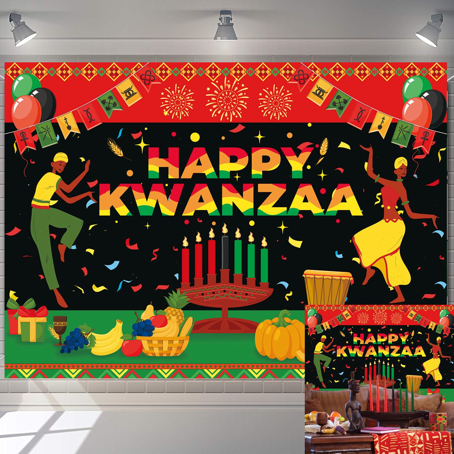 Amazon.com : Happy Kwanzaa Backdrop 6x4FT Kwanzaa Party Decoration ...