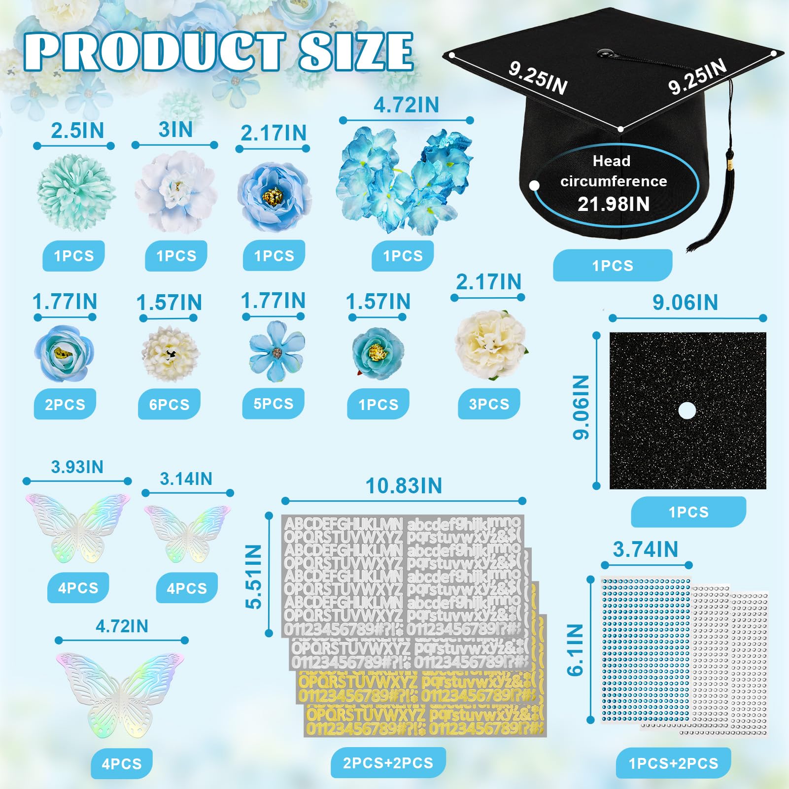 Pink Cardstock 42pcs DIY Gaduation Cap Decoations Kit, 2025 Gad Caps ...