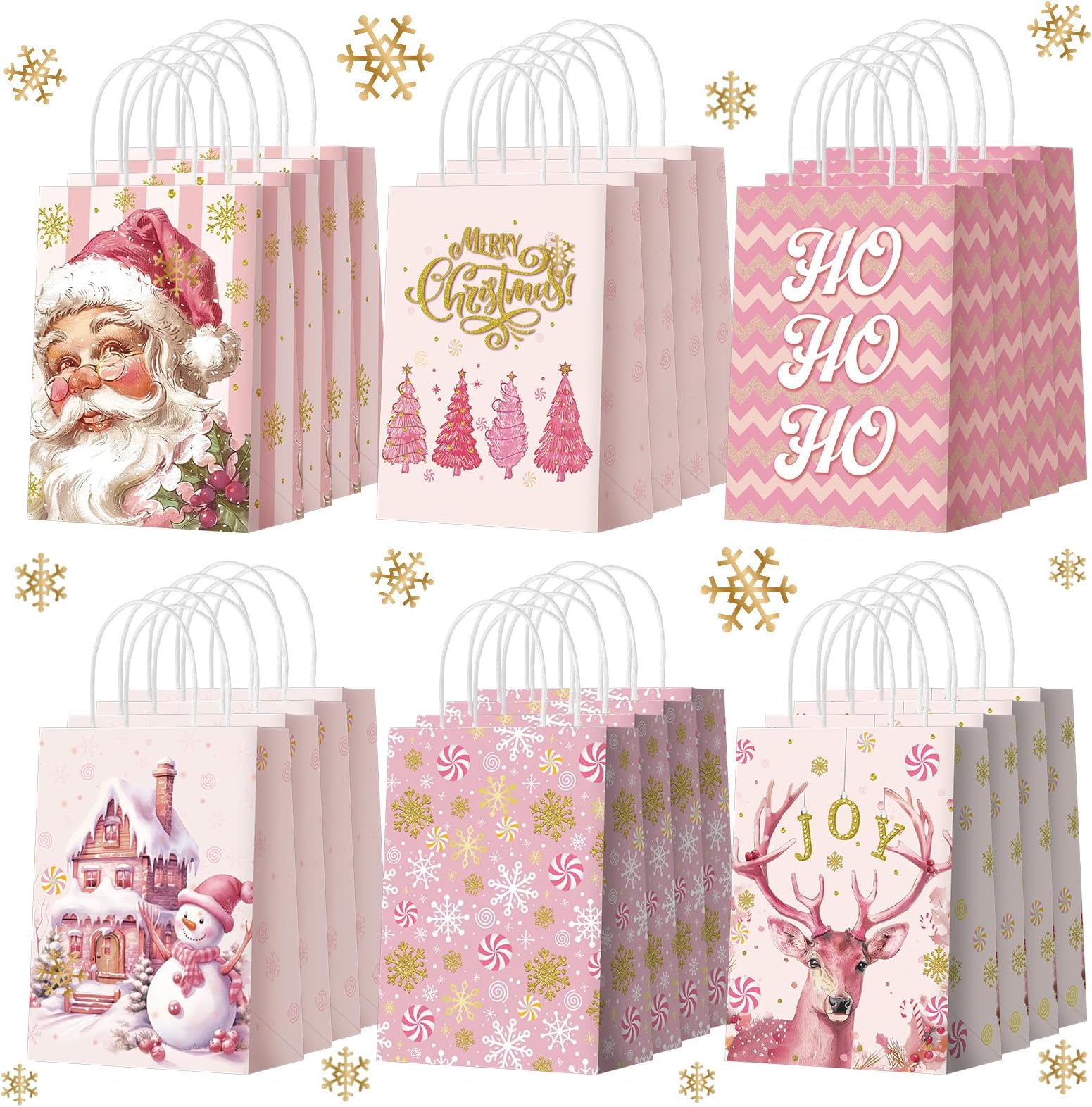 Amazon.com: Pasimy 30 Set Christmas Paper Bags with Tissue Vintage ...