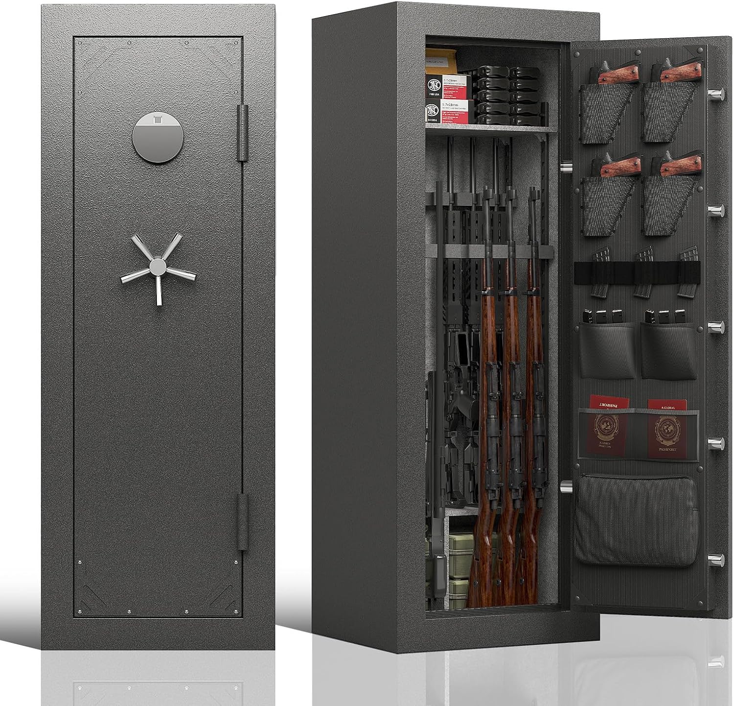 KAER Fireproof Gun Safe, 20 Gun Safe for Rifles and Pistols, Biometric ...