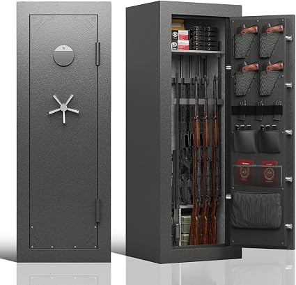 KAER Fireproof Gun Safe, 20 Gun Safe for Rifles and Pistols, Biometric ...