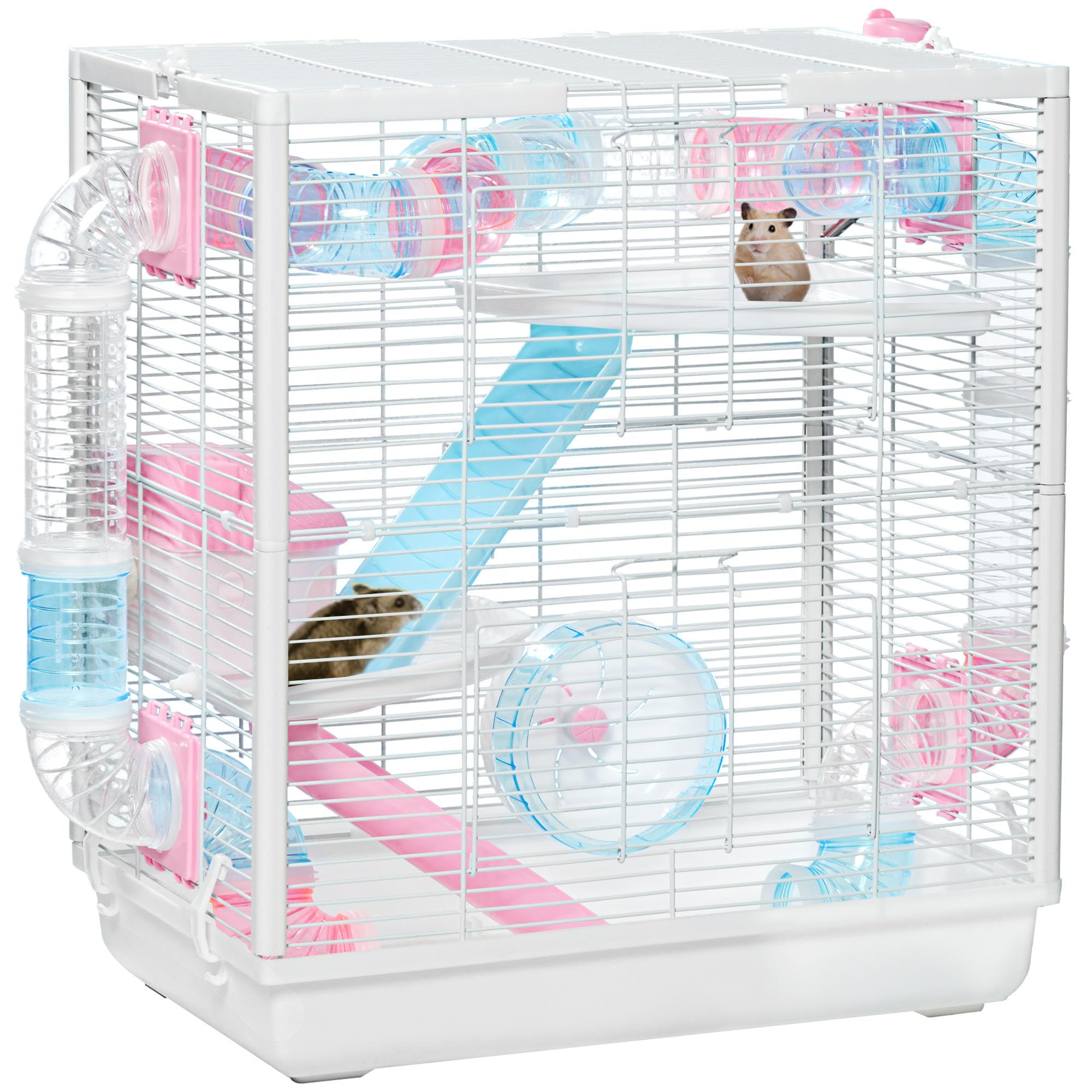Buy PawHut Hamster Cage, Gerbil Cage w/Tunnel Tubes, Detachable Bottom ...