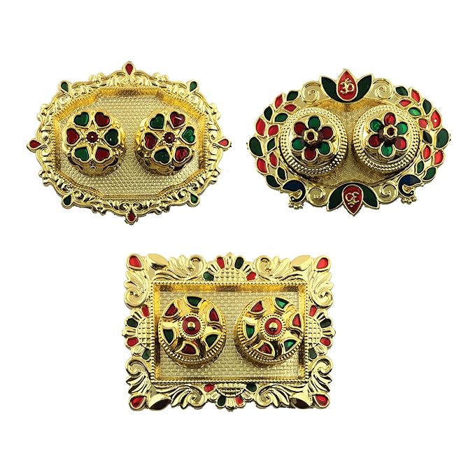 STICKER BAZAAR Pooja Thali | Golden Glossy with Minakaari Metalized ...