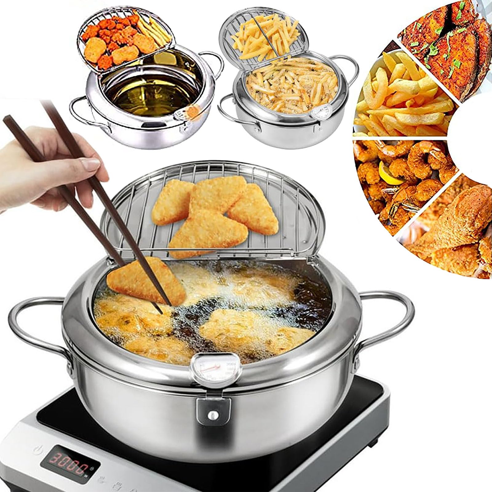 Amazon.com: Japanese Deep Fryer Pot,Stainless Steel Deep Fryer,Japanese ...