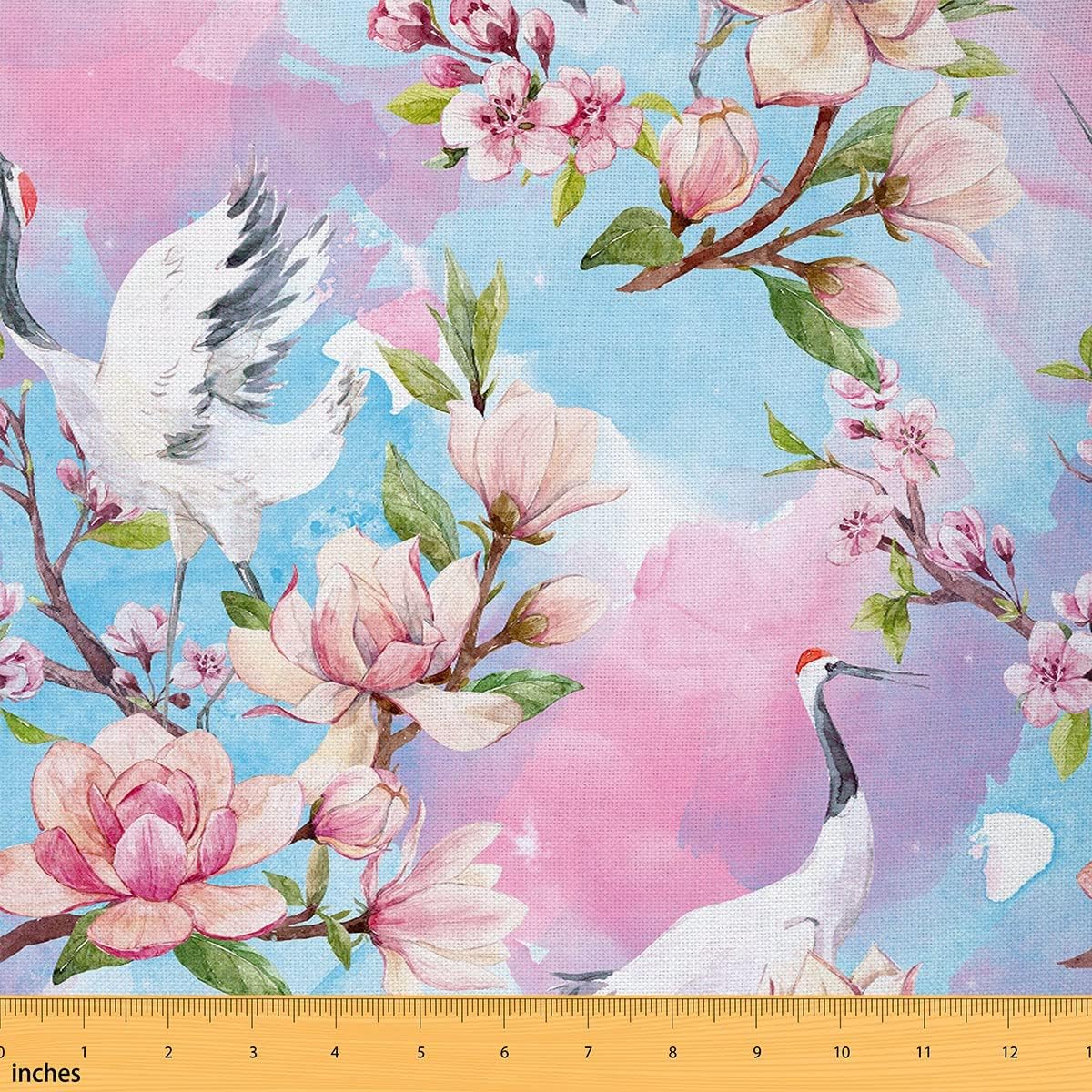 Amazon.com: Feelyou Cherry Flowers Upholstery Fabric for Chairs ...