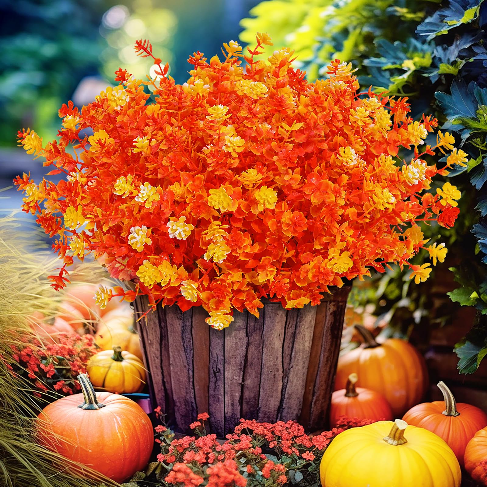 Amazon.com: Dolicer 12 Bundles Fall Fake Mums for Outdoors, Faux Mums ...