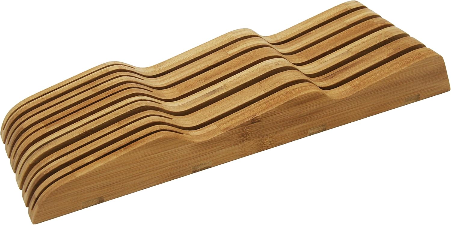 Amazon.com: In-Drawer Bamboo Knife Block Organizer and Holder | Holds ...