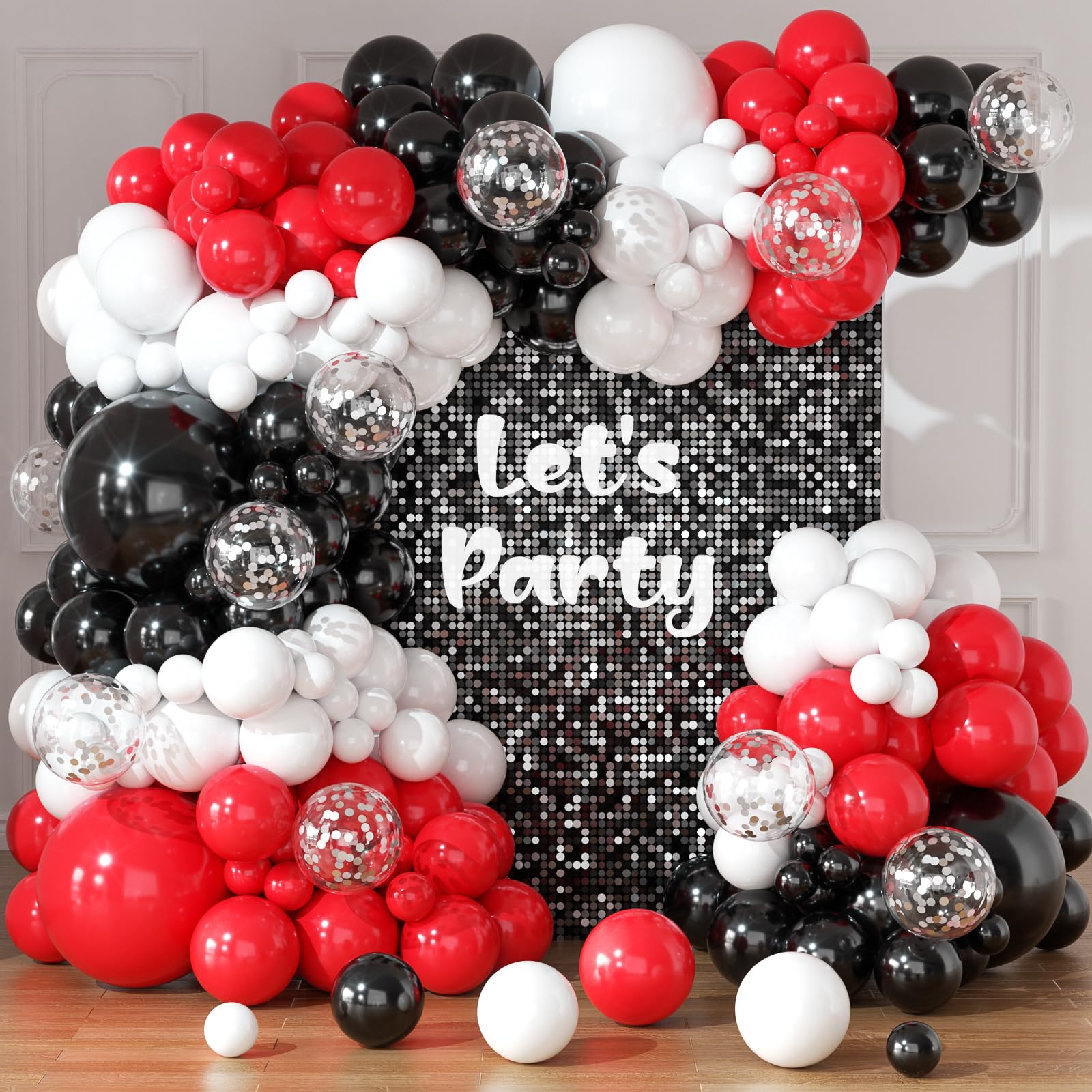 Amazon.com: Red Black and White Balloon Arch Kit 164pcs Red White and ...