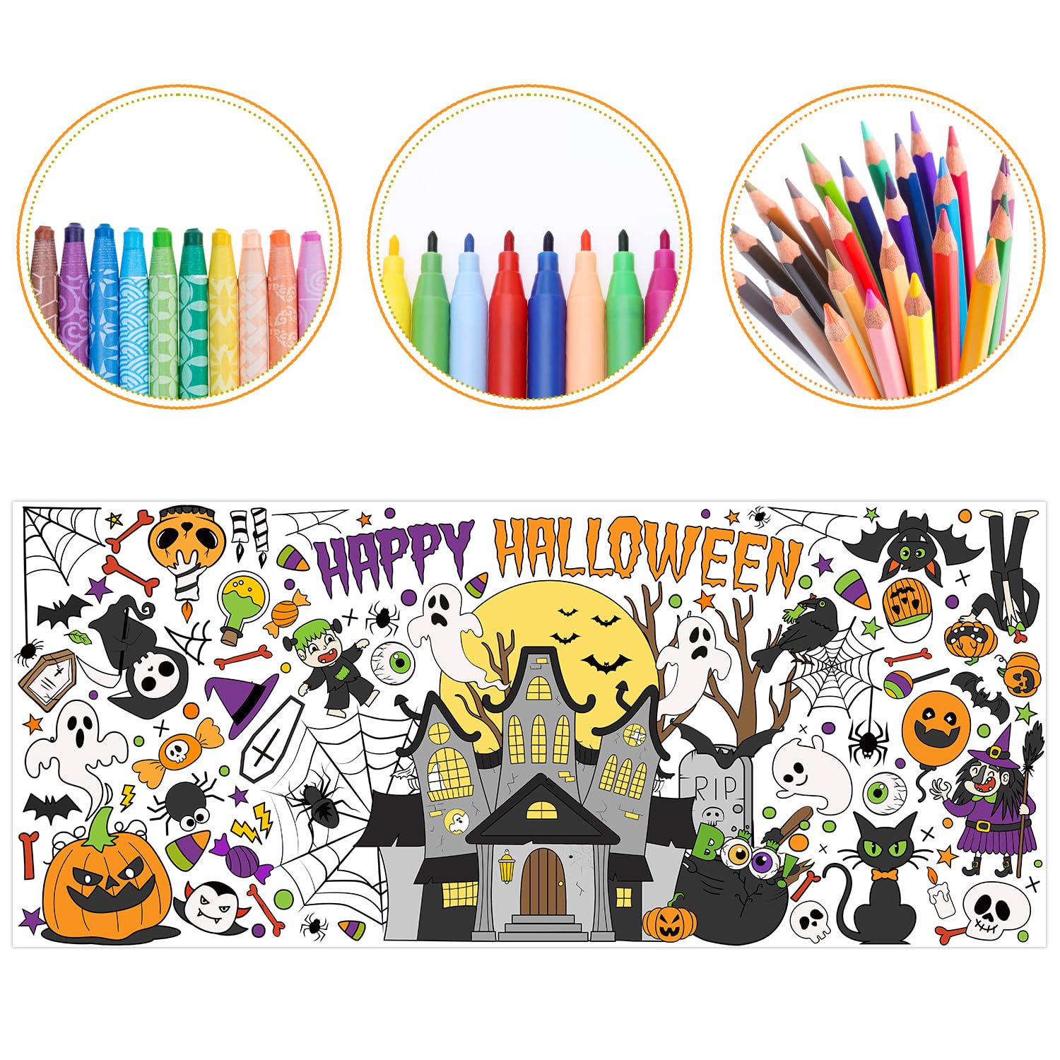 Snapklik.com : Dvbonike Giant Halloween Coloring Poster Jumbo Happy ...