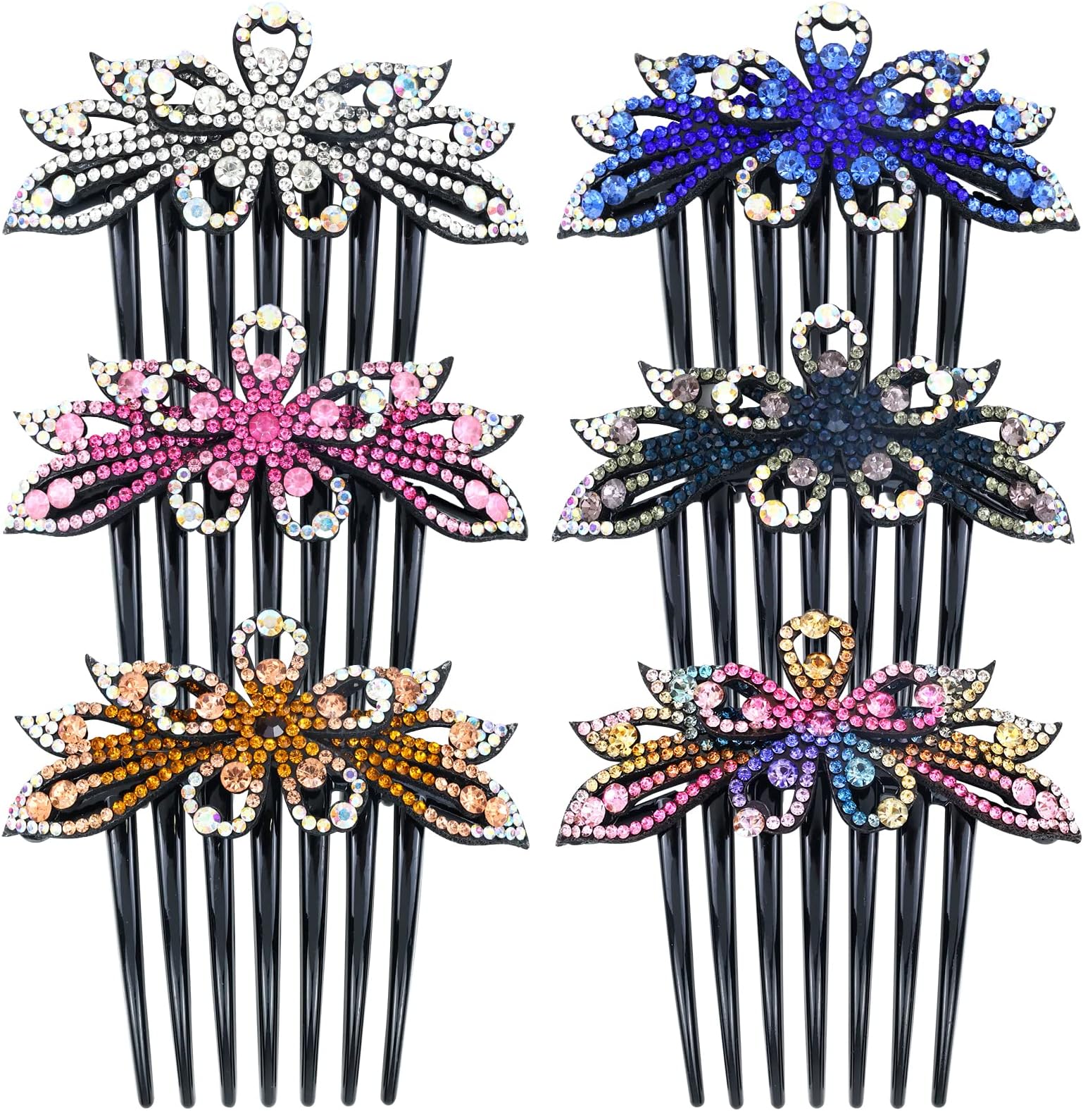 Amazon.com : Lawie 6 Pack Large Crystal Rhinestone Side Comb Fancy ...
