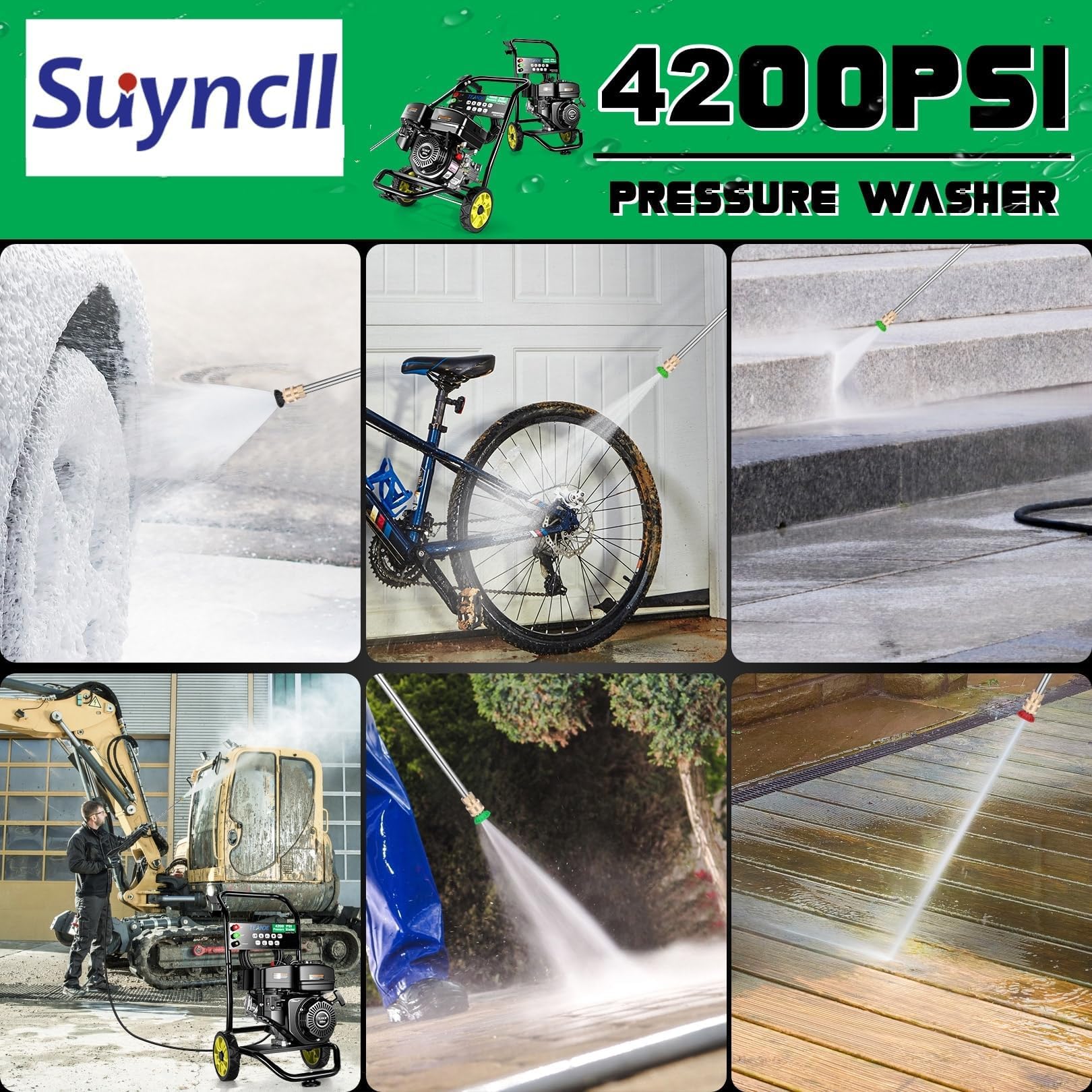 Snapklik.com : Suyncll 4200PSI Pressure Washer 28GPM Gas Power Washer ...