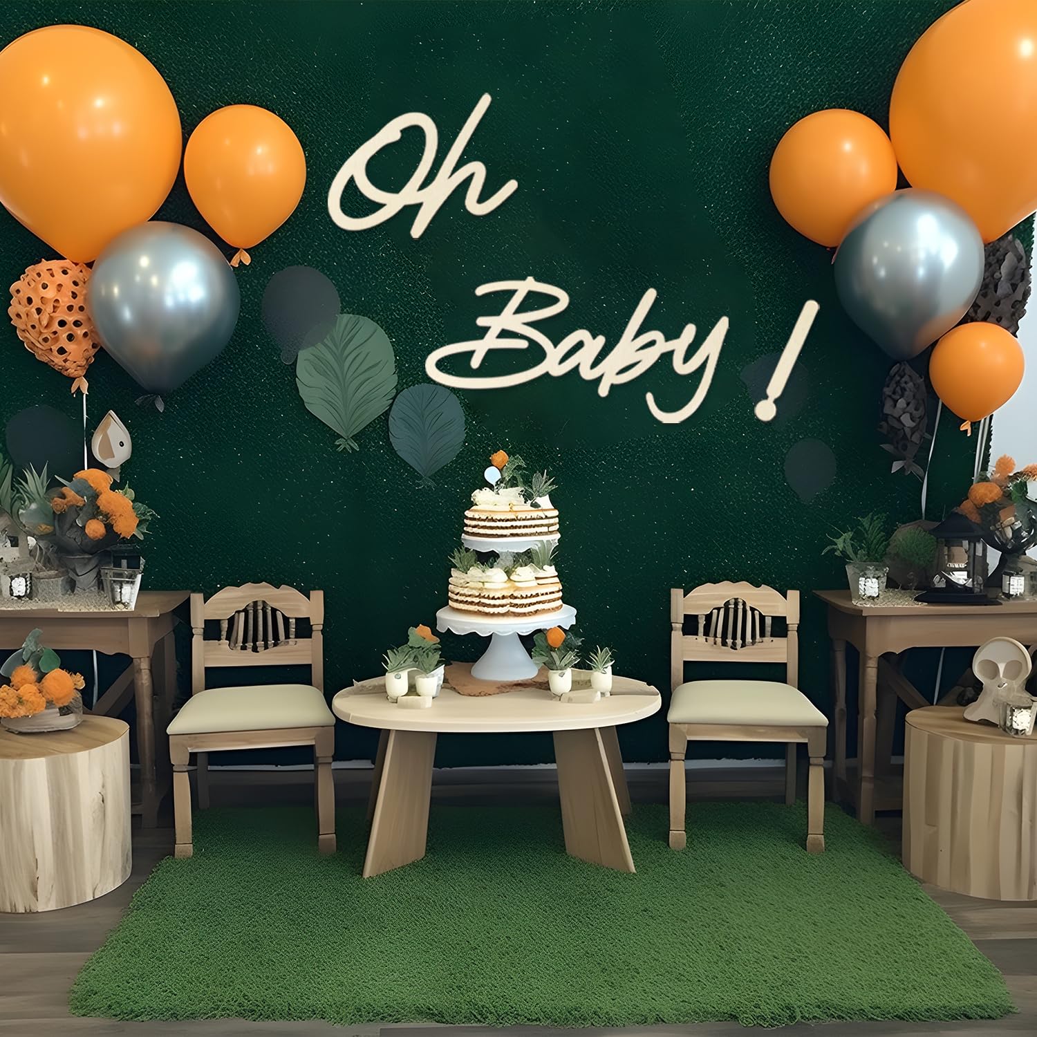 Snapklik.com : Rustic Wooden Oh Baby Sign For Backdrop, Boho Large Wood ...