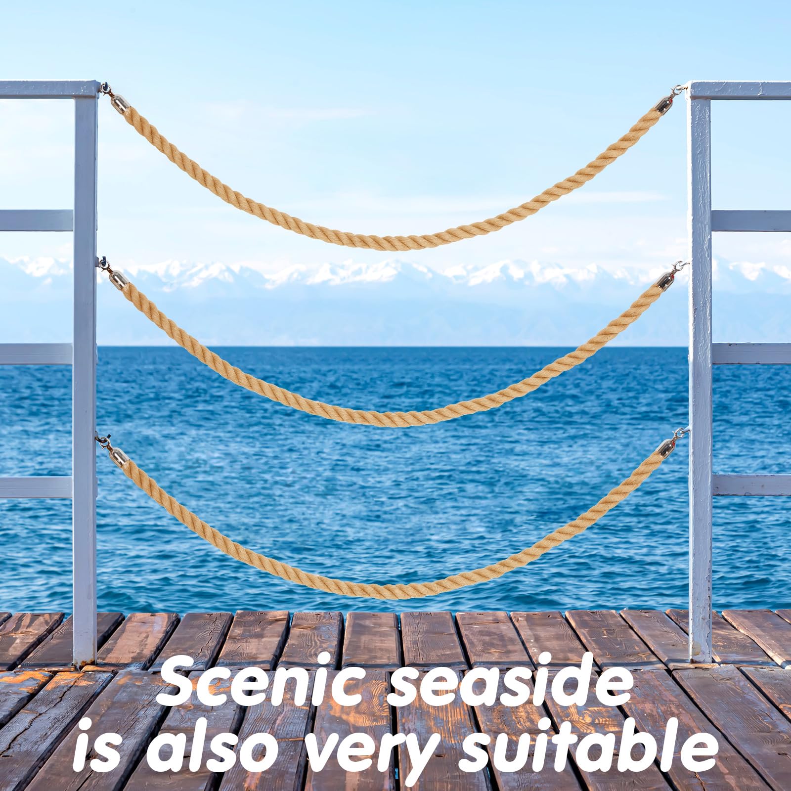 Snapklik.com : Windyun 4 Pack Hemp Stanchion Ropes 6 Feet Braided Rope ...