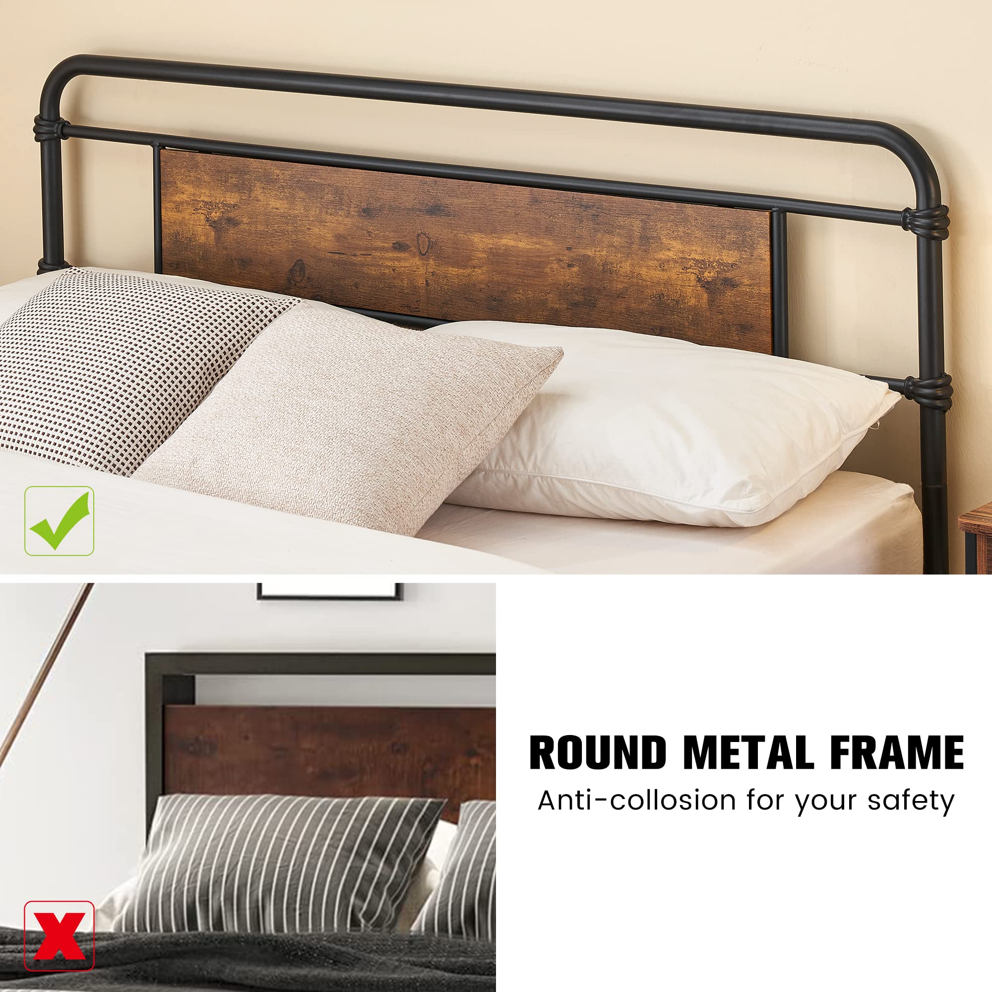 Rustic Metal Headboards Metal Bed Frame Single Double Size 3FT 4FT6