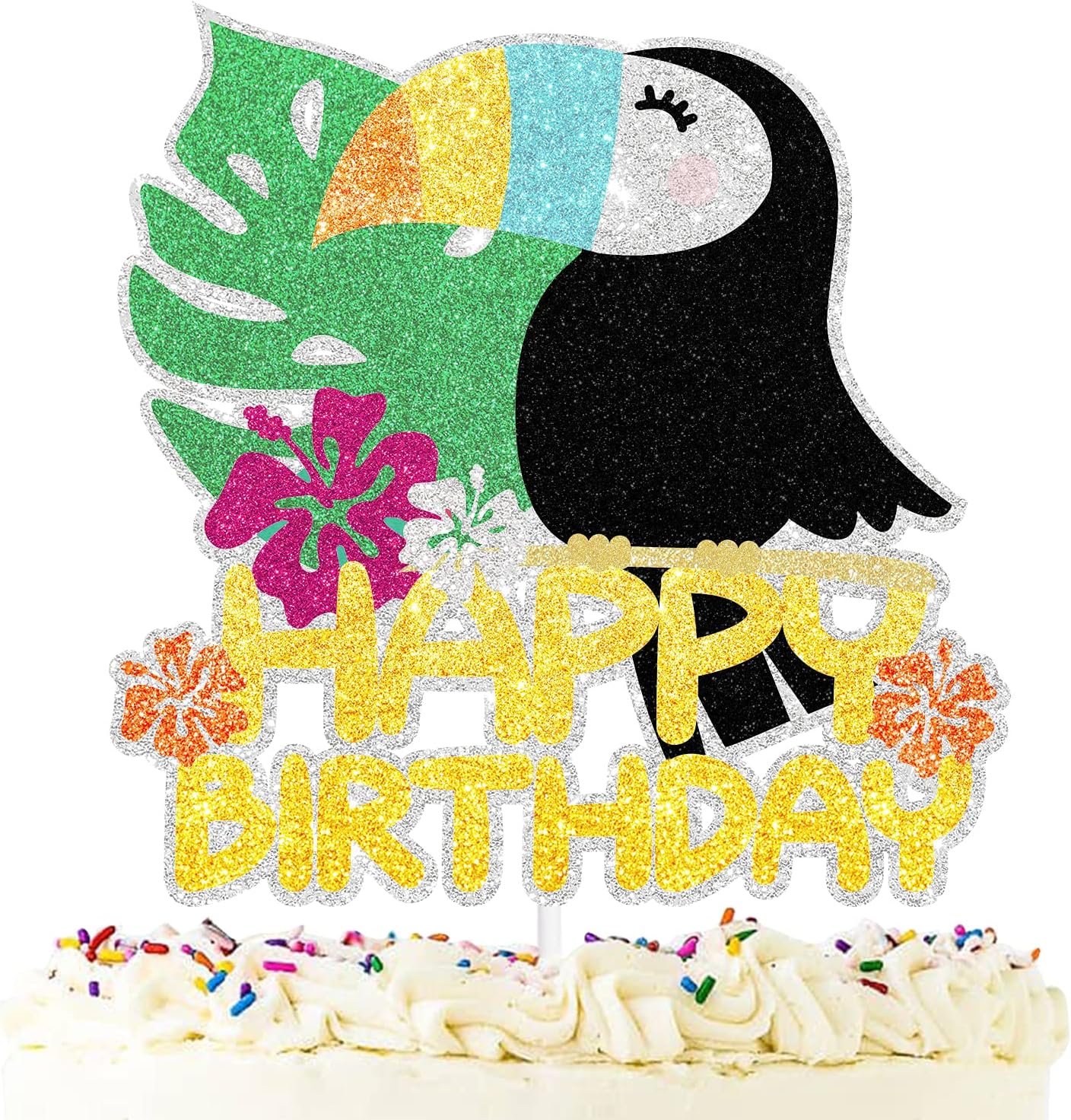 Amazon.com: Toucans Happy Birthday Cake Topper - Tropical Bird Theme ...