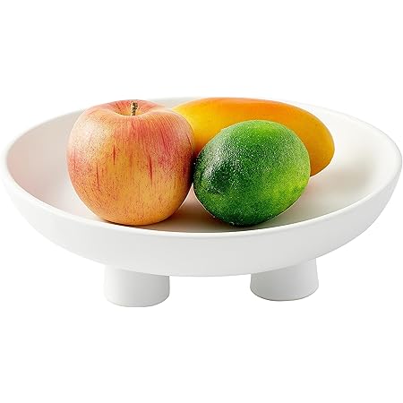 Amazon.com: Denique White Ceramic Fruit Bowl for Kitchen Counter ...
