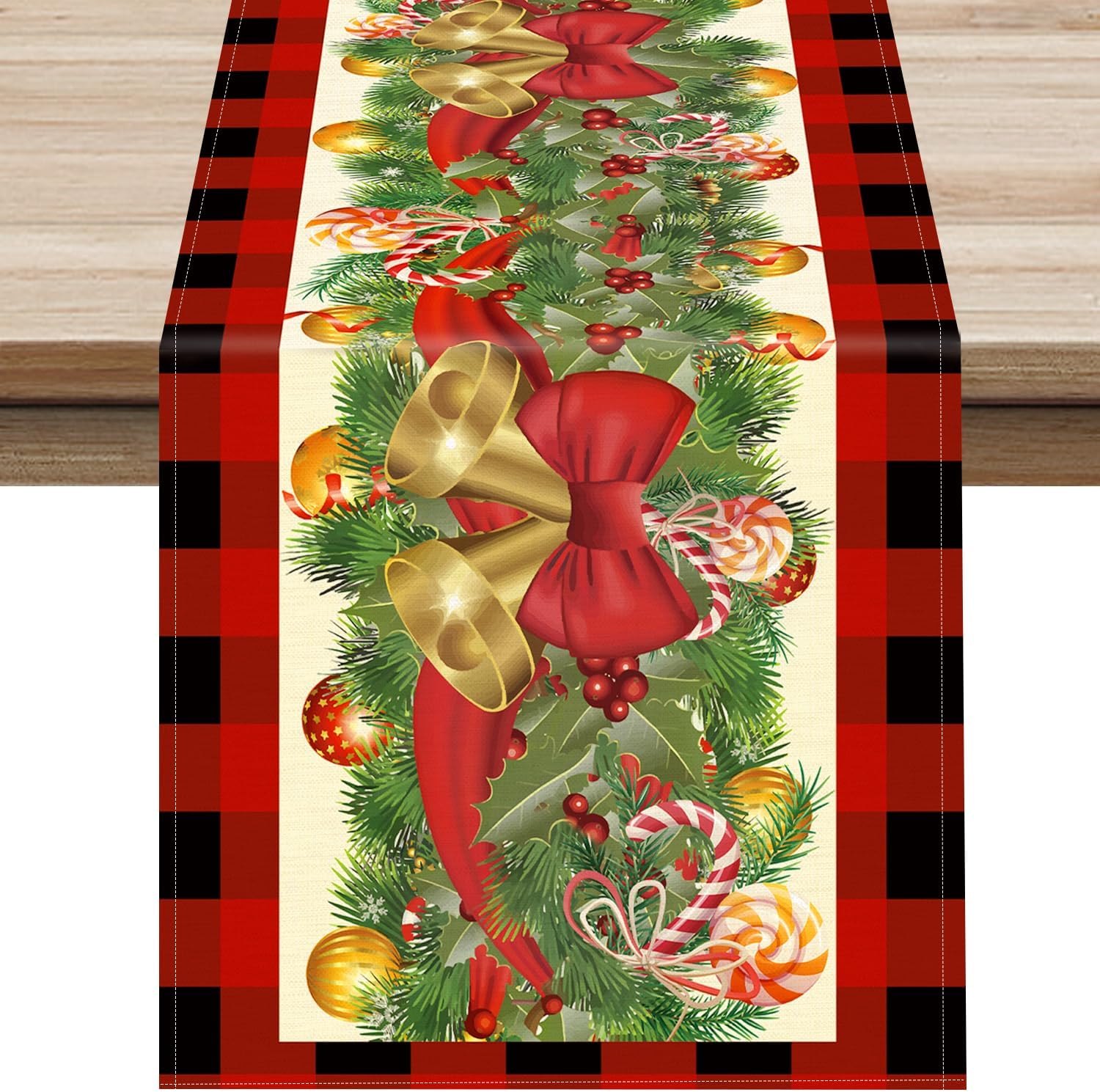 Amazon.com: Softalker Christmas Linen Checkered Table Runner - Red ...