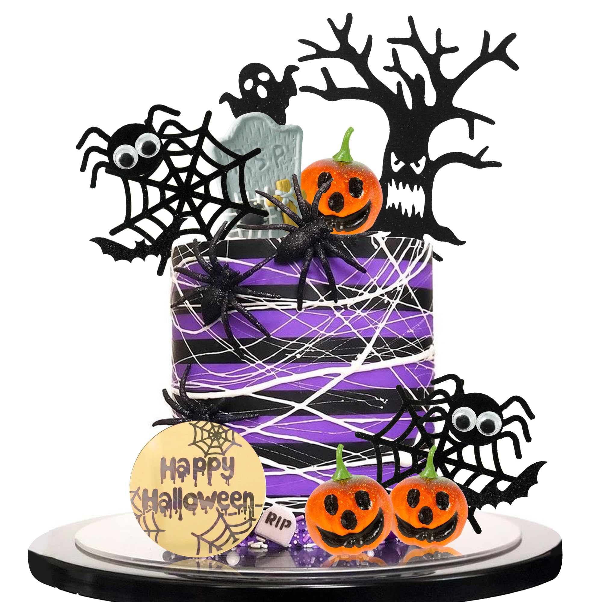 Amazon.com: 16 PCS Halloween Cake Toppers Spider Cake Toppers Bat ...
