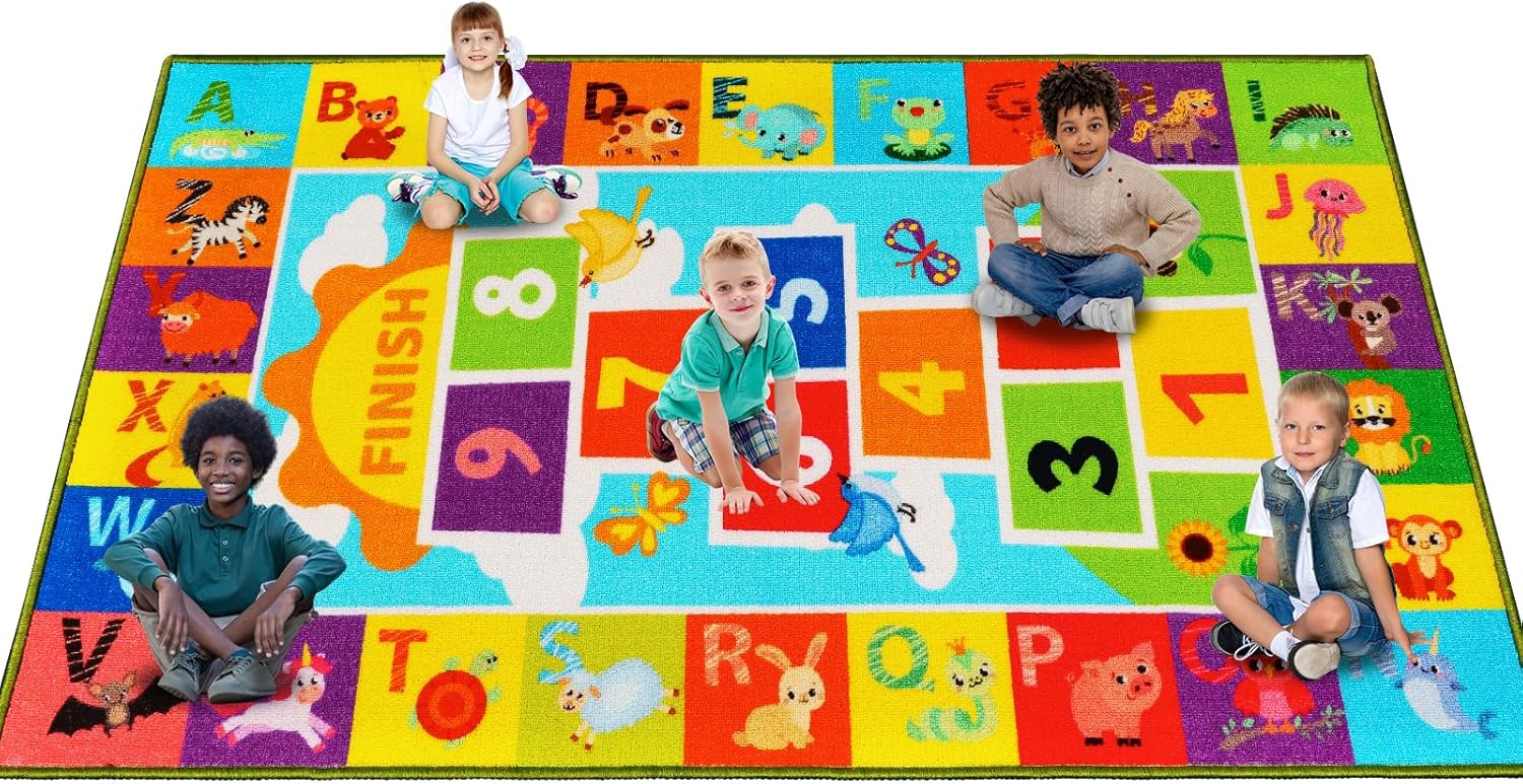 Amazon.com: AKASISRUG Classroom ABC Alphabet Animals Hopscotch Rug - 7 ...