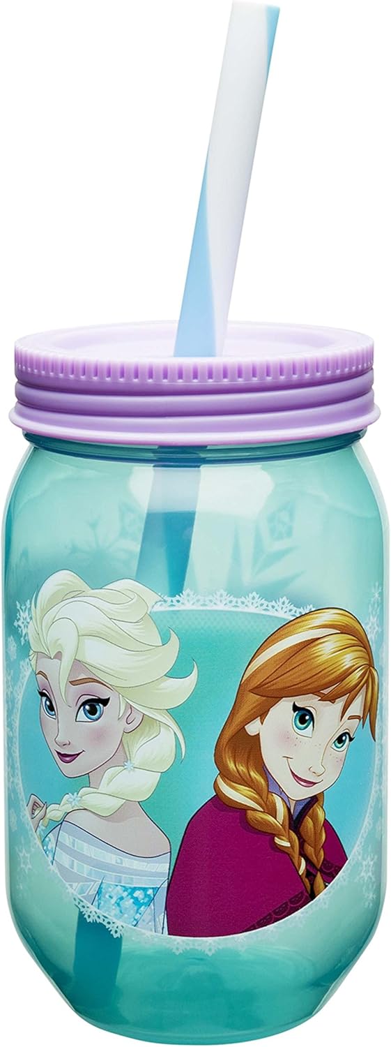 Amazon.com | Zak Designs Disney Frozen 18 oz. Canning Jar Tumbler, Elsa ...